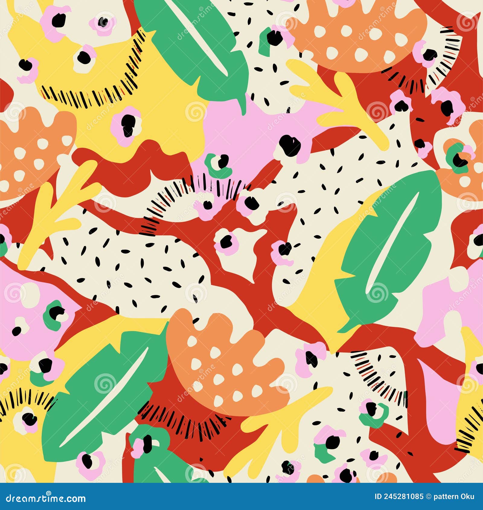 Vector Abstract Nature Inspired Shapes Illustration Seamless Repeat ...