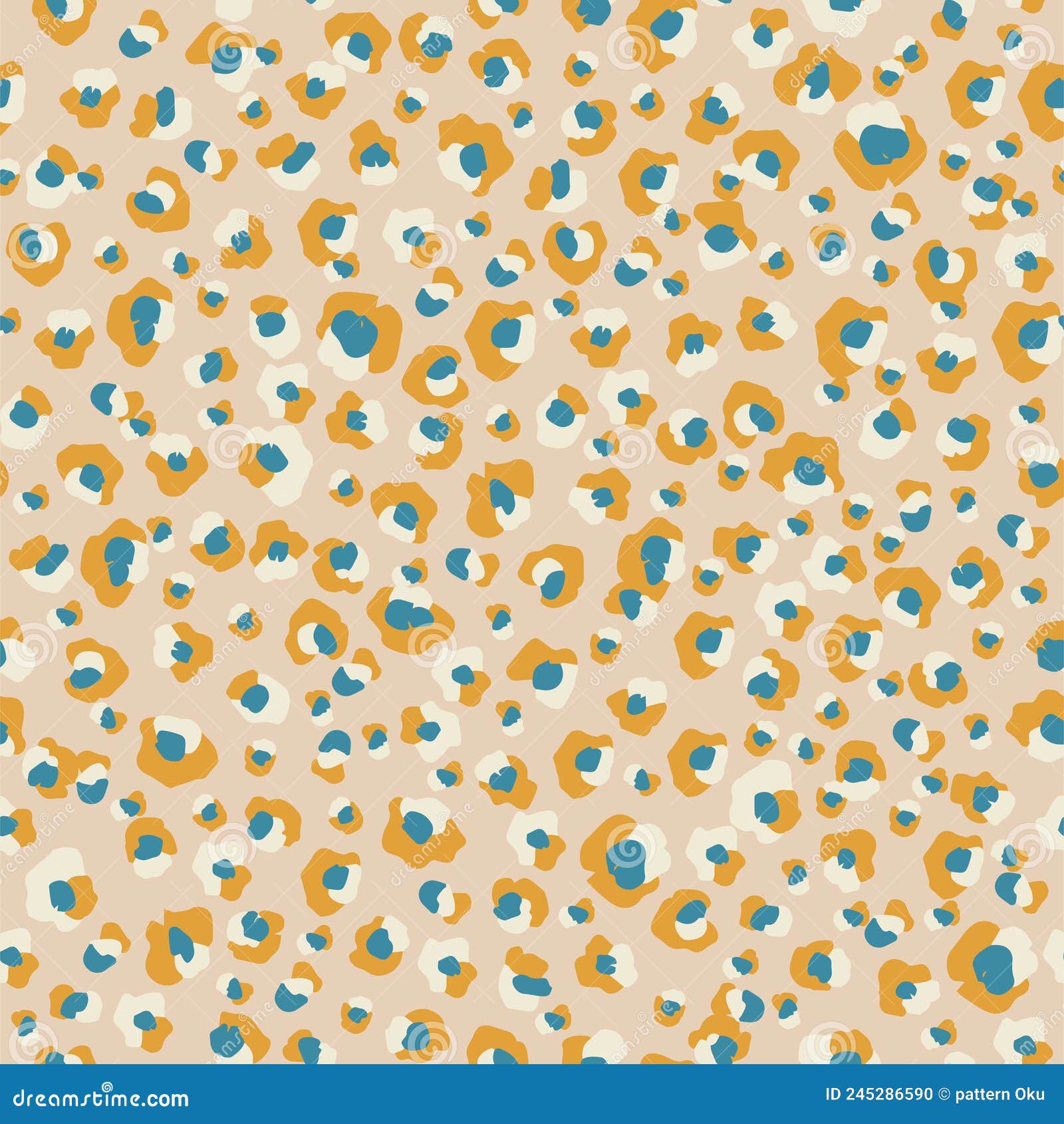 Vector Cute Leopard Seamless Repeat Pattern Stock Vector - Illustration ...