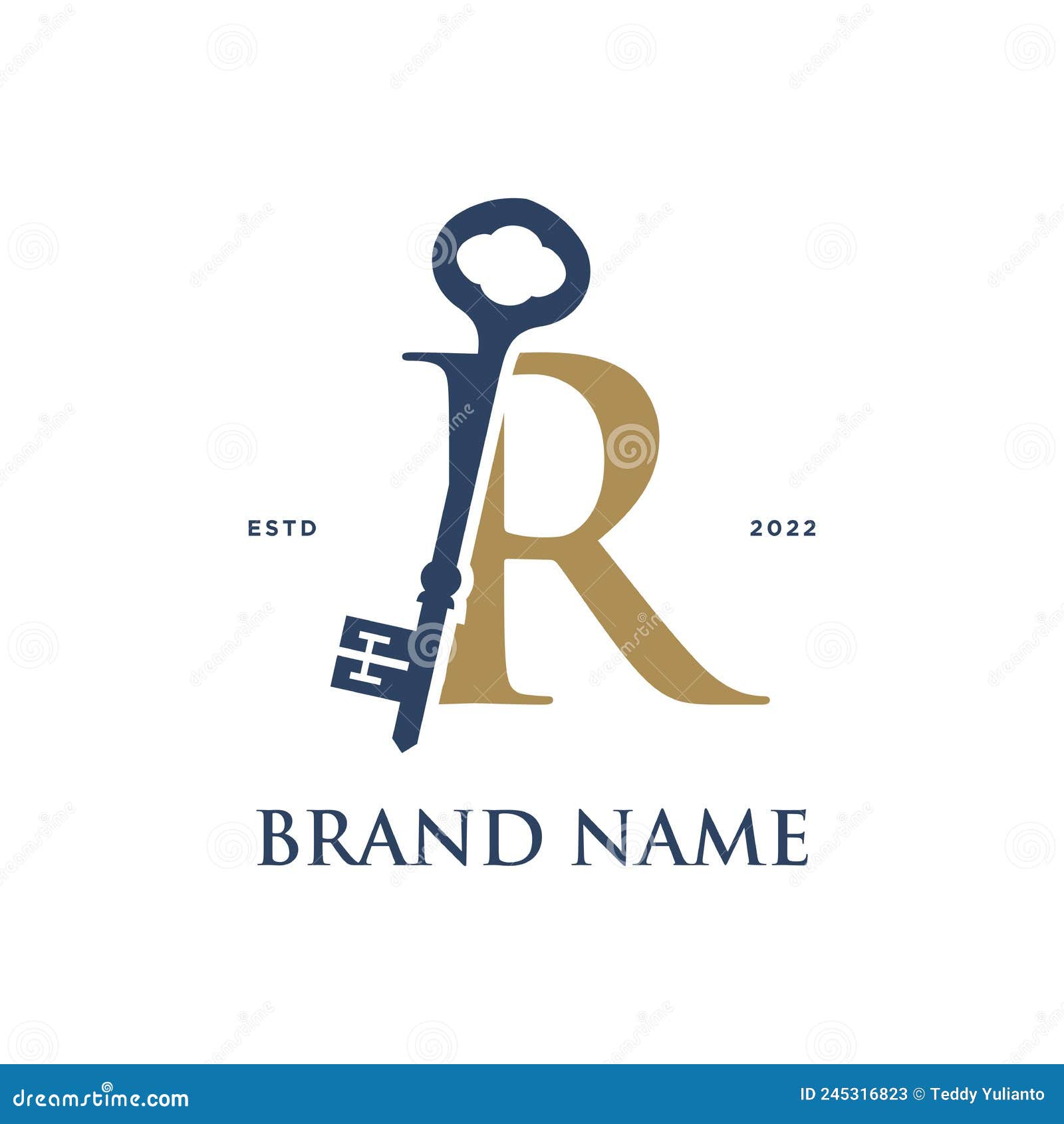 Initial R Elegant Key Logo stock vector. Illustration of finance ...