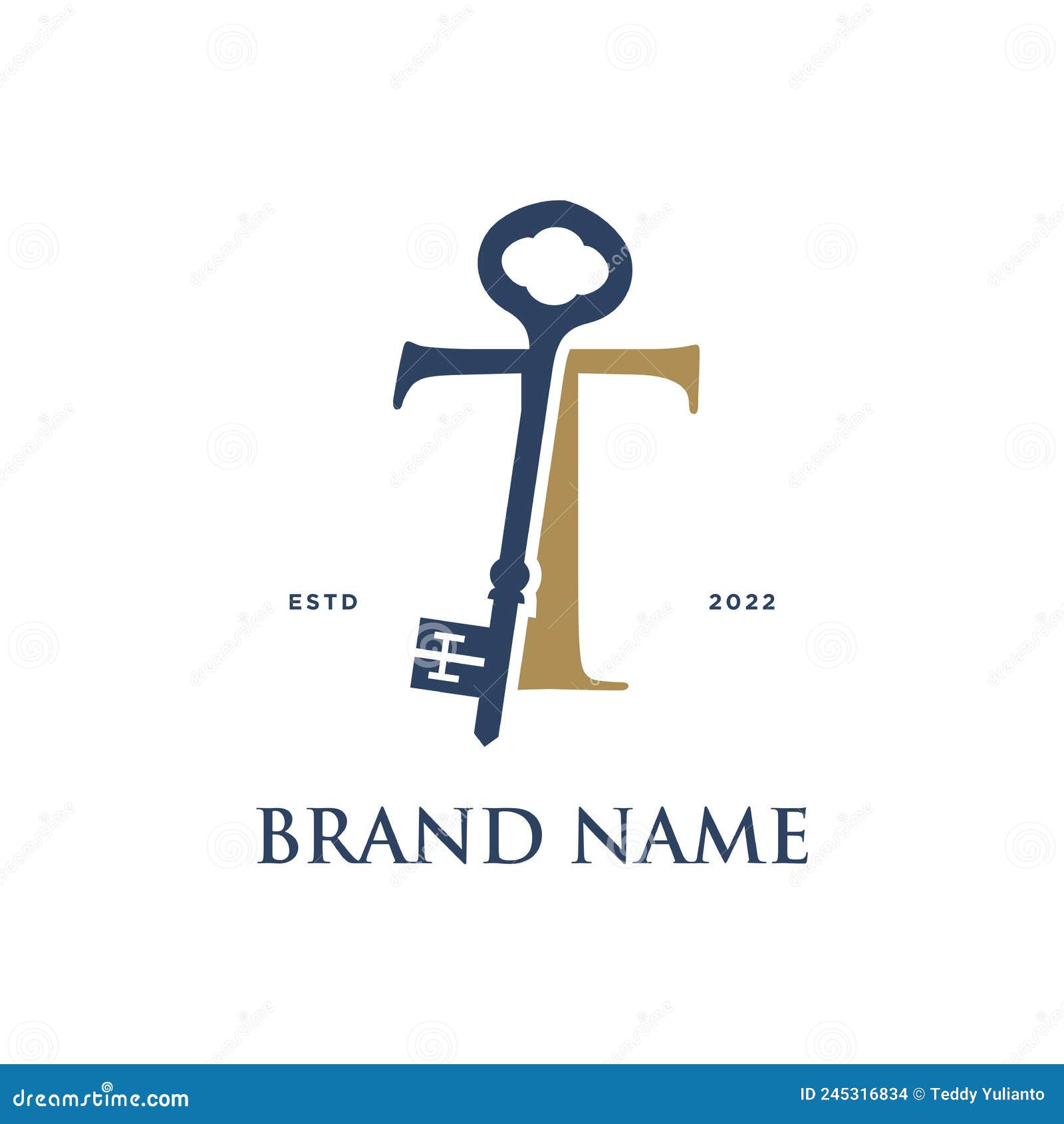 Initial T Elegant Key Logo stock vector. Illustration of logotype ...