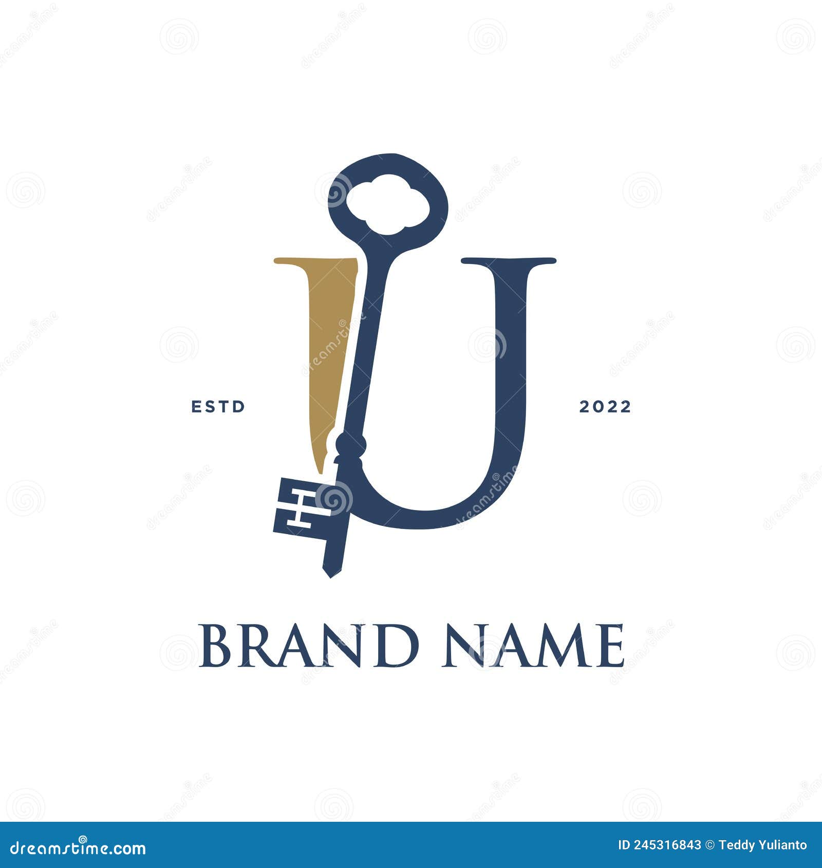 Initial U Elegant Key Logo stock vector. Illustration of letter - 245316843