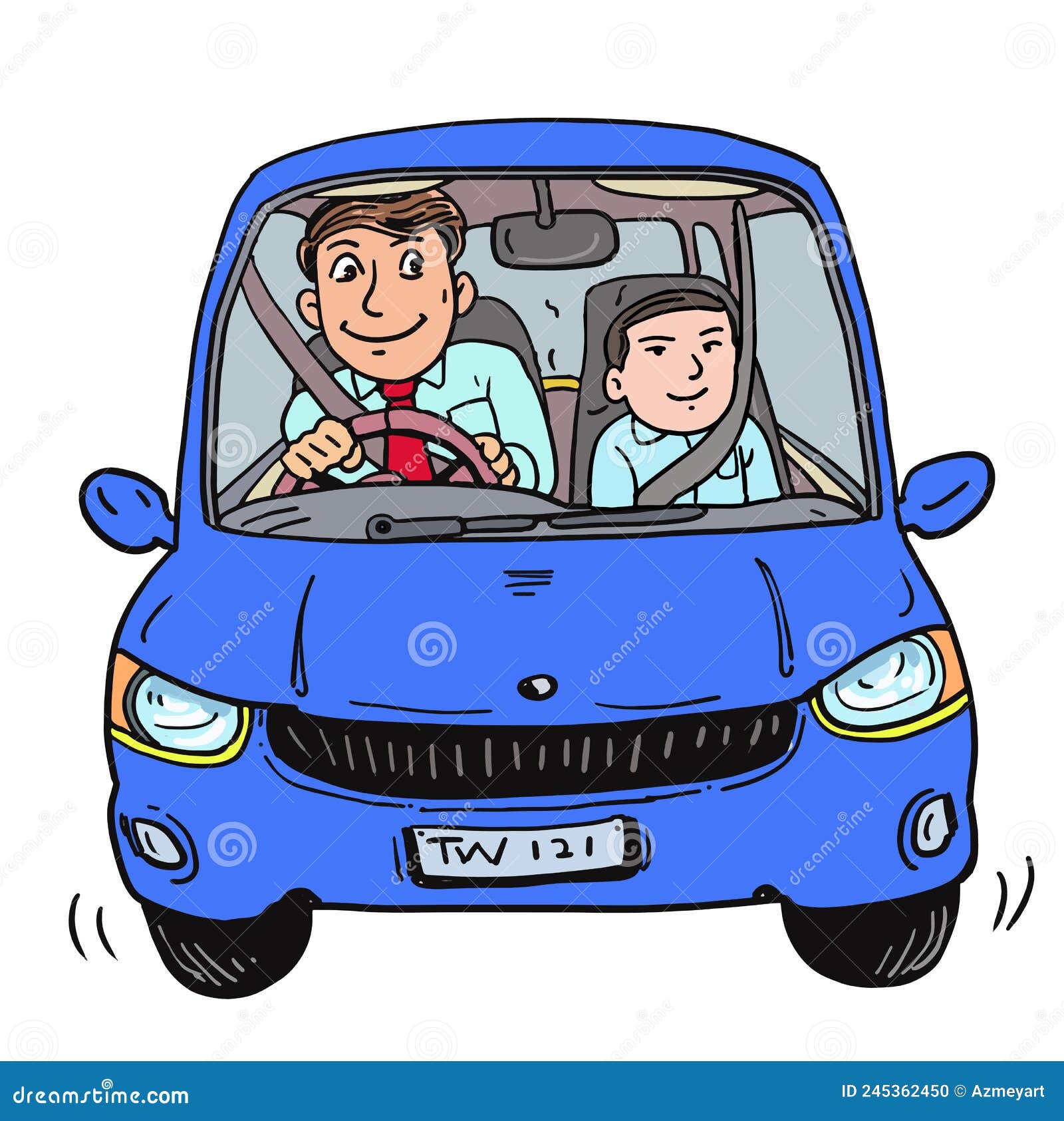The Father Sent His Son To School by Car. Stock Vector - Illustration ...