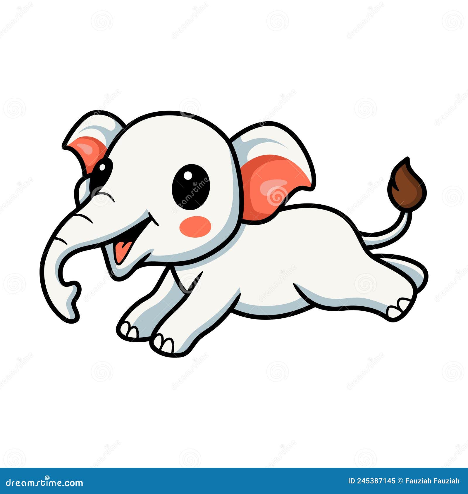 Cute Little Elephant Cartoon Running Stock Vector - Illustration of ...