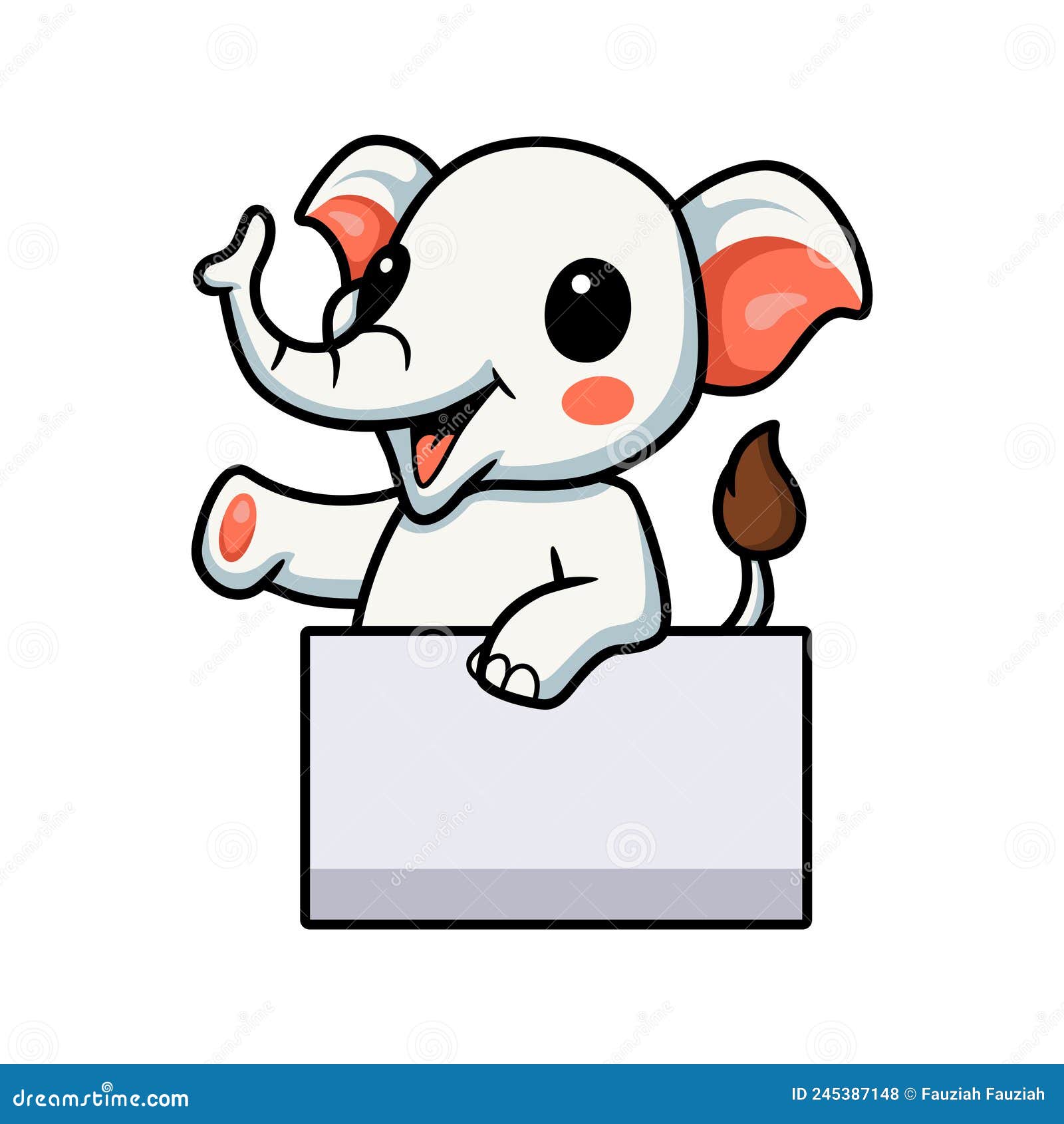 Cute Little Elephant Cartoon with Blank Sign Stock Vector ...