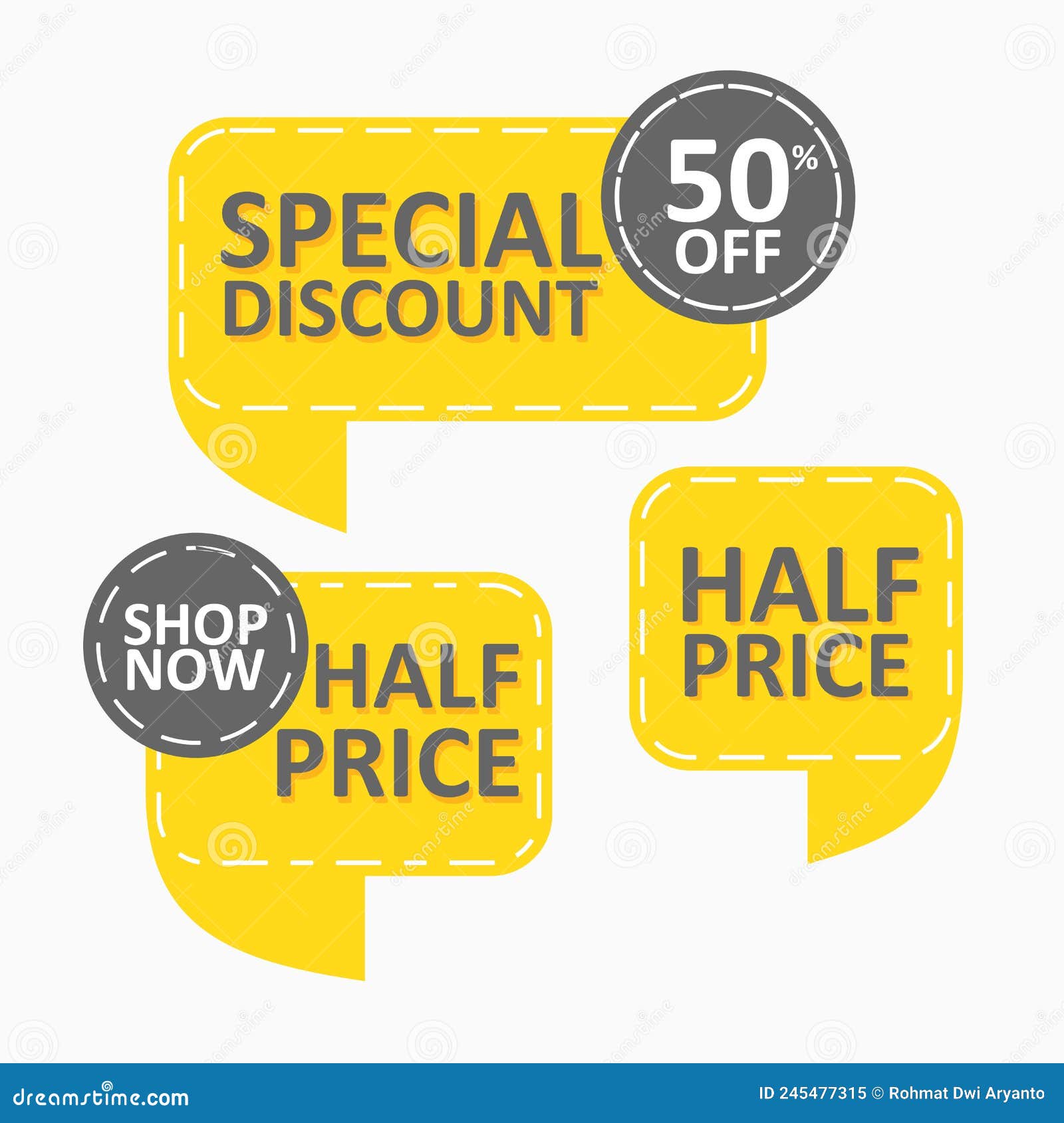 Modern Flat Label and Set of Vector Stickers with Yellow Color Stock ...