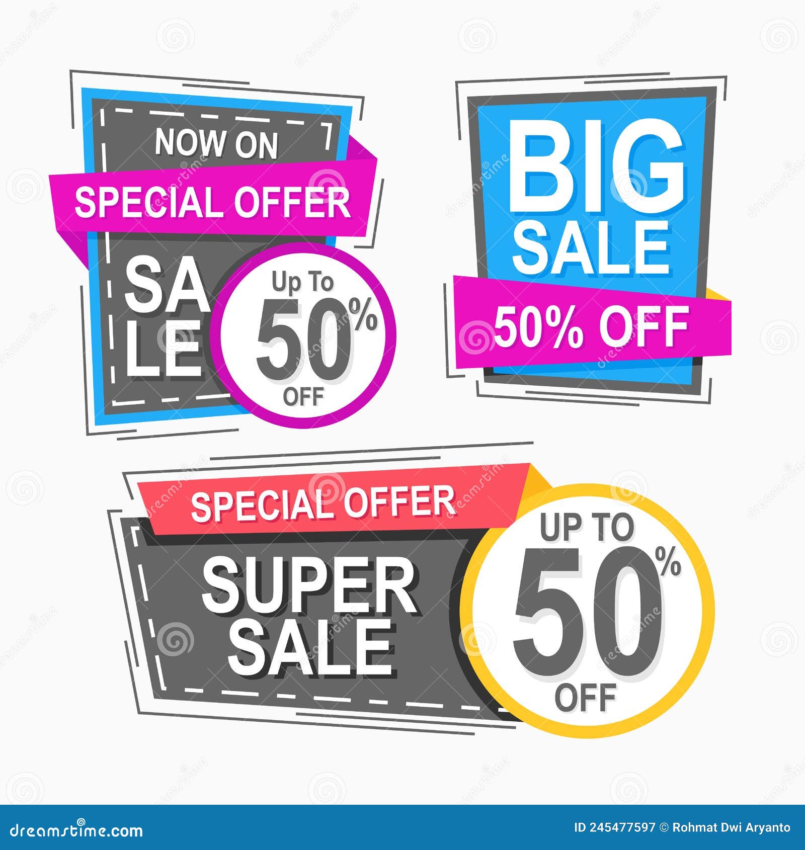 Abstract Flat Labels Promotion Design for Stickers Advertisement Stock ...