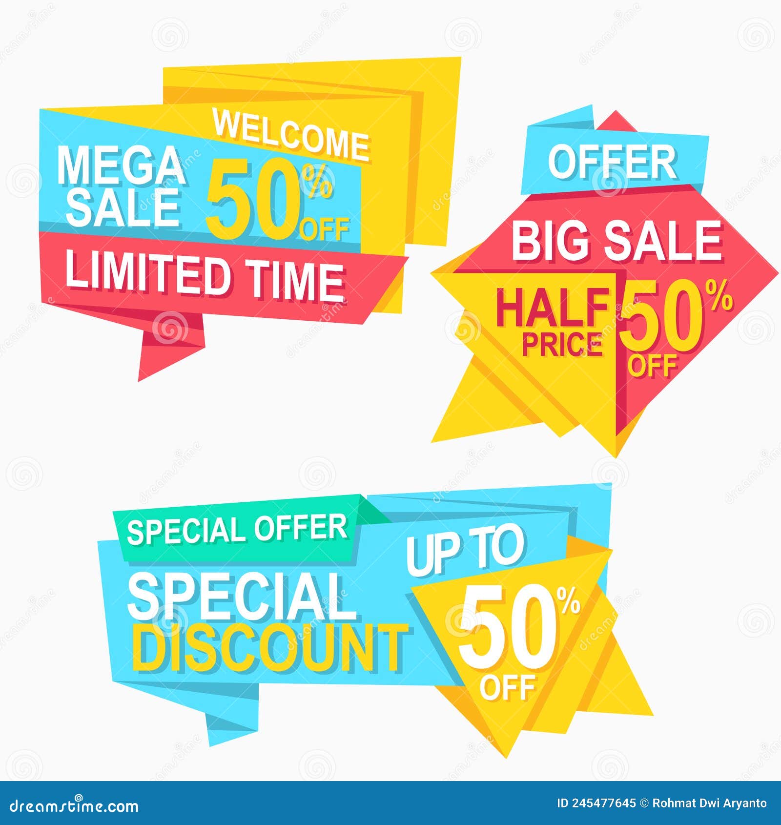 Origami Speech Bubbles and Label Promotion with Flat Design Stock ...