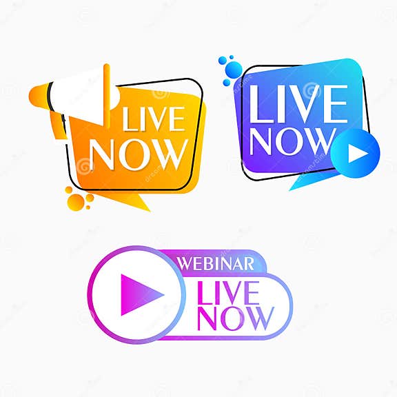 Set of Labels Live Streaming Tag Design for Web Page Stock Vector ...