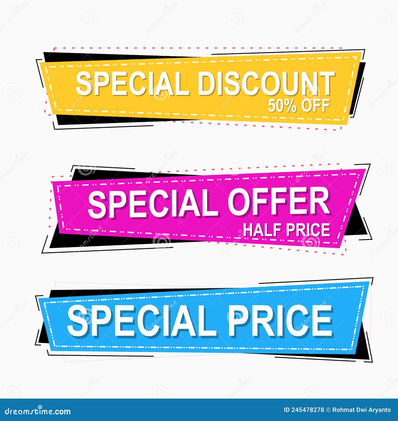 Set of Colorful Labels with Abstract Shape for Promotion and ...
