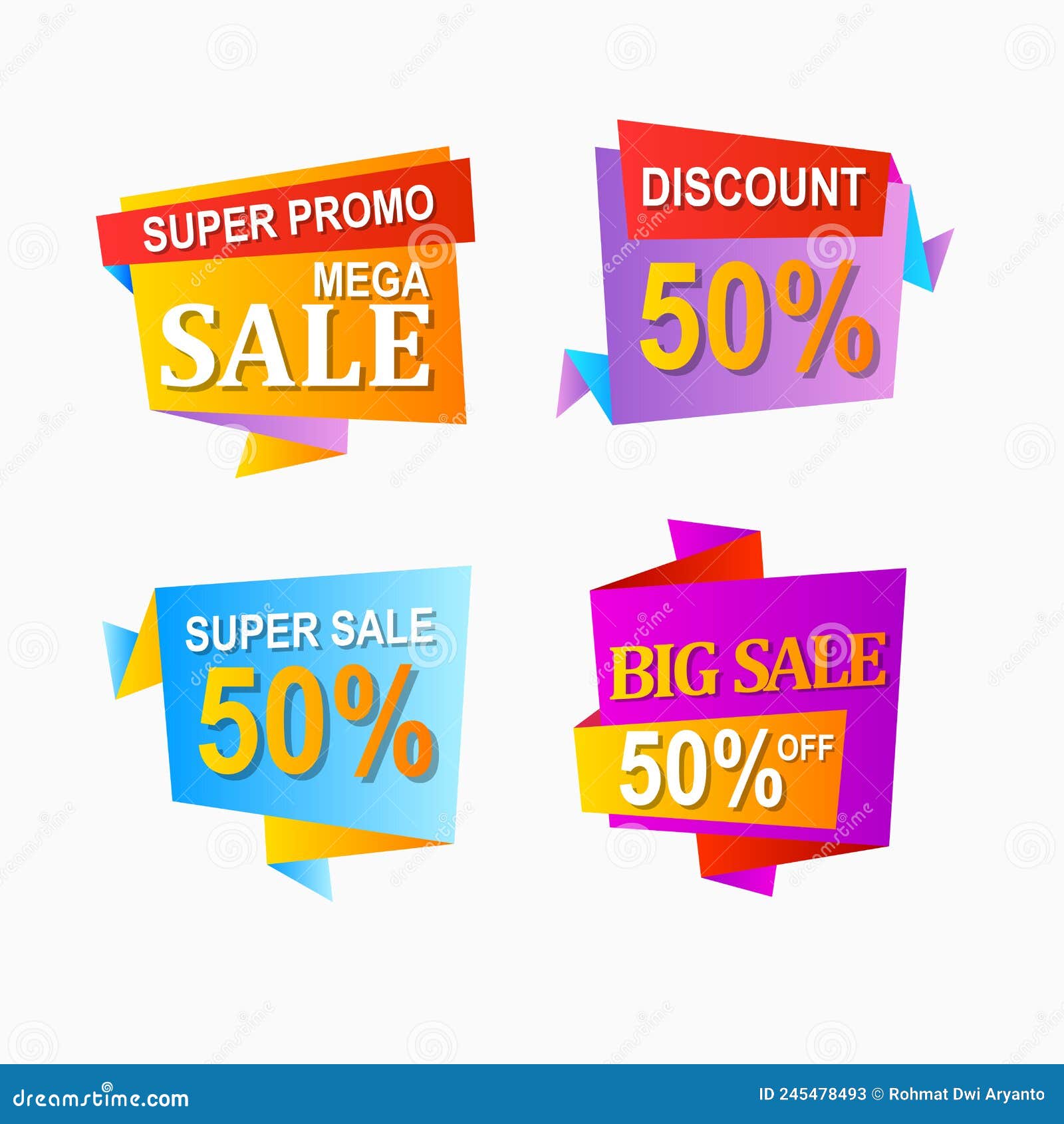 Set of Colorful Stickers Sale Promotion and Price Tag with Abstract ...