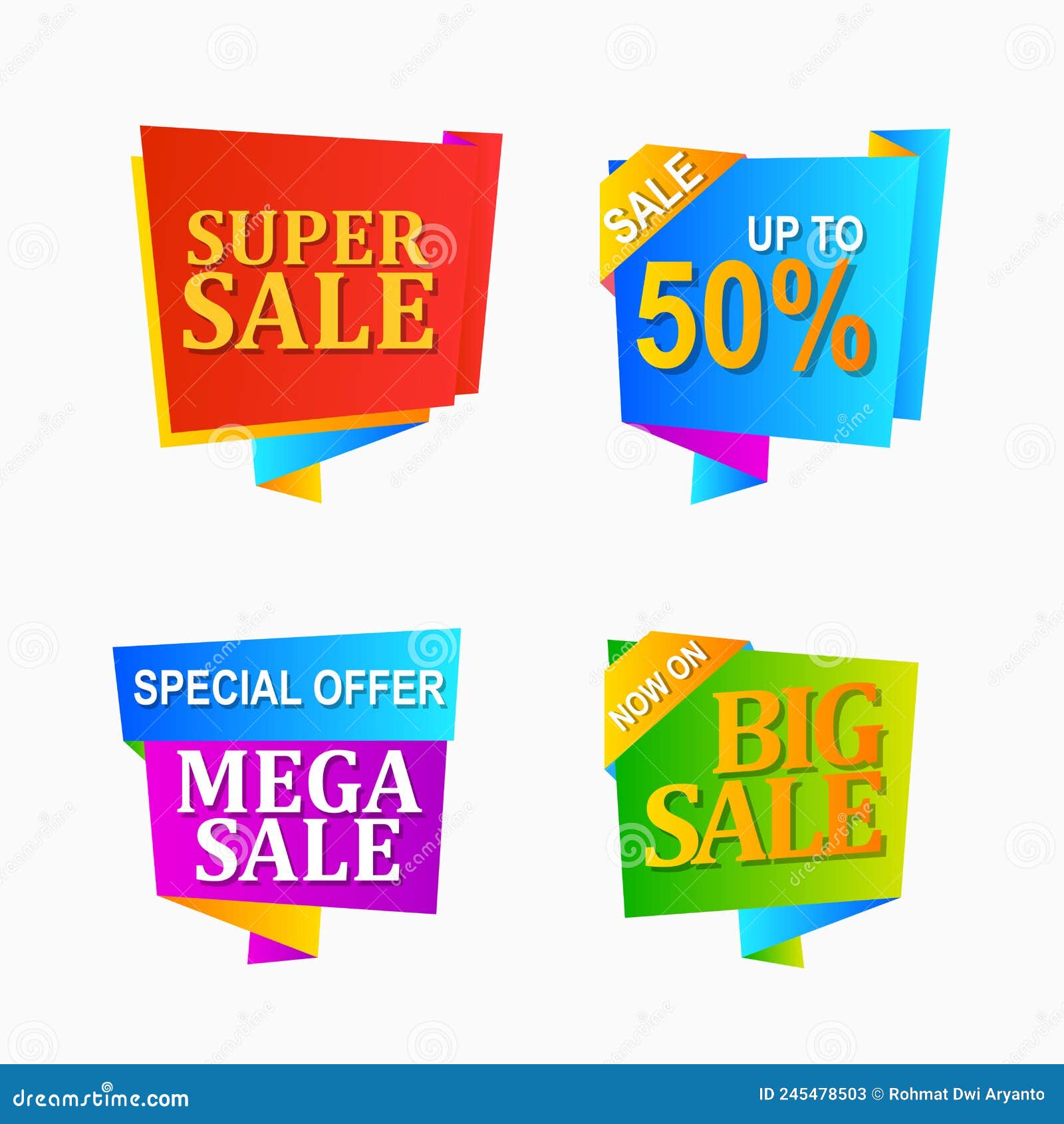 Set of Colorful Stickers with Abstract Shape for Sale Label and ...