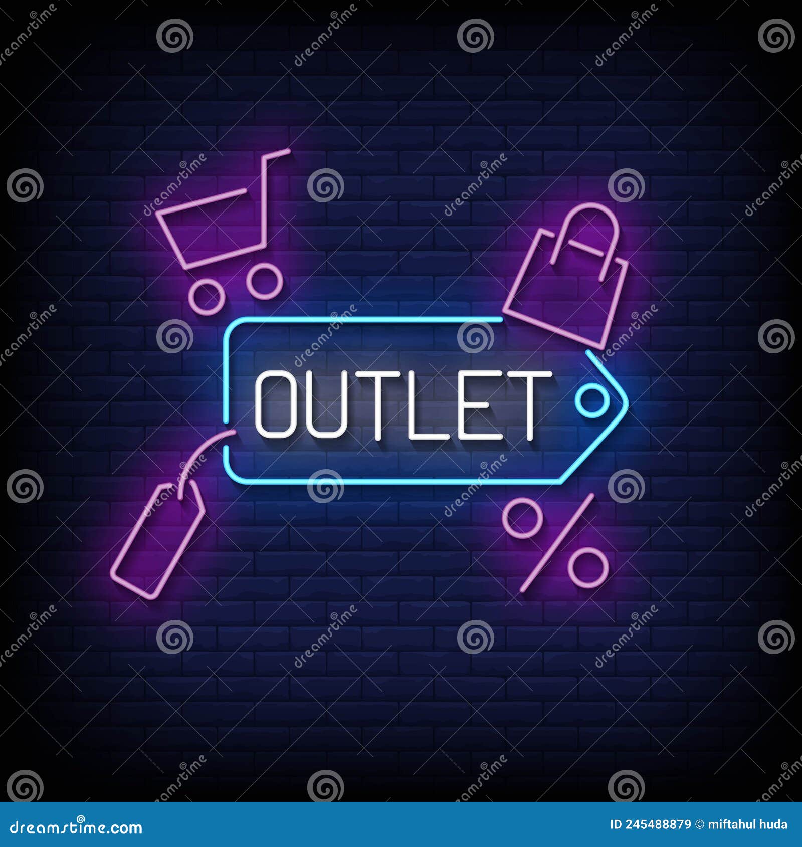 Outlet Neon Signs Style Text Vector Stock Vector - Illustration of ...