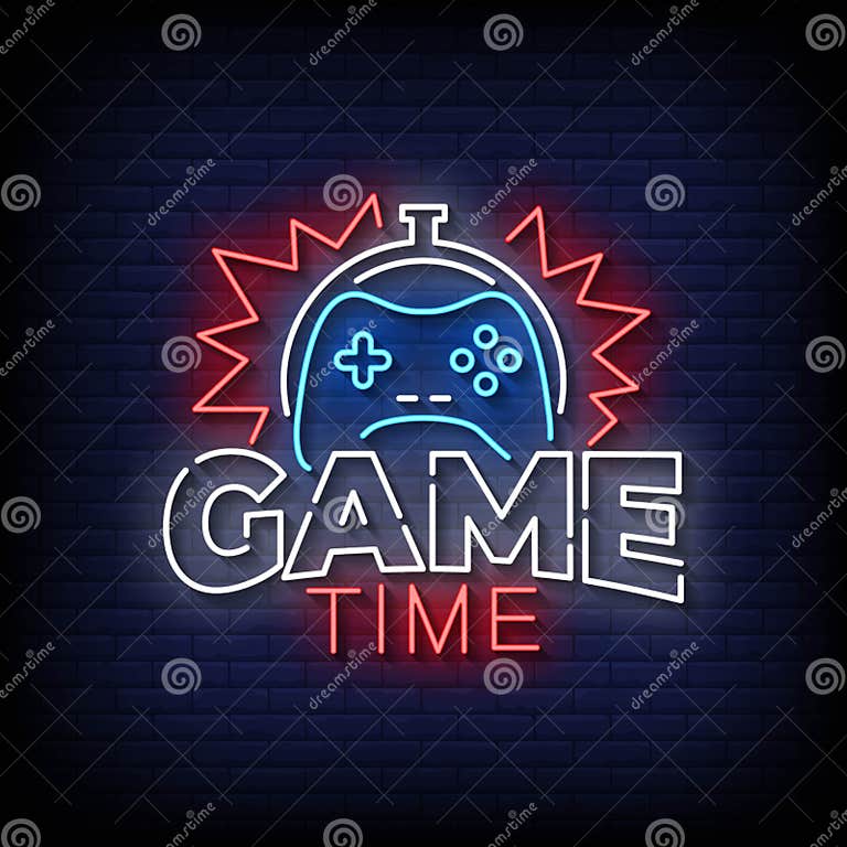 Game Time Neon Signs Style Text Vector Stock Vector - Illustration of ...