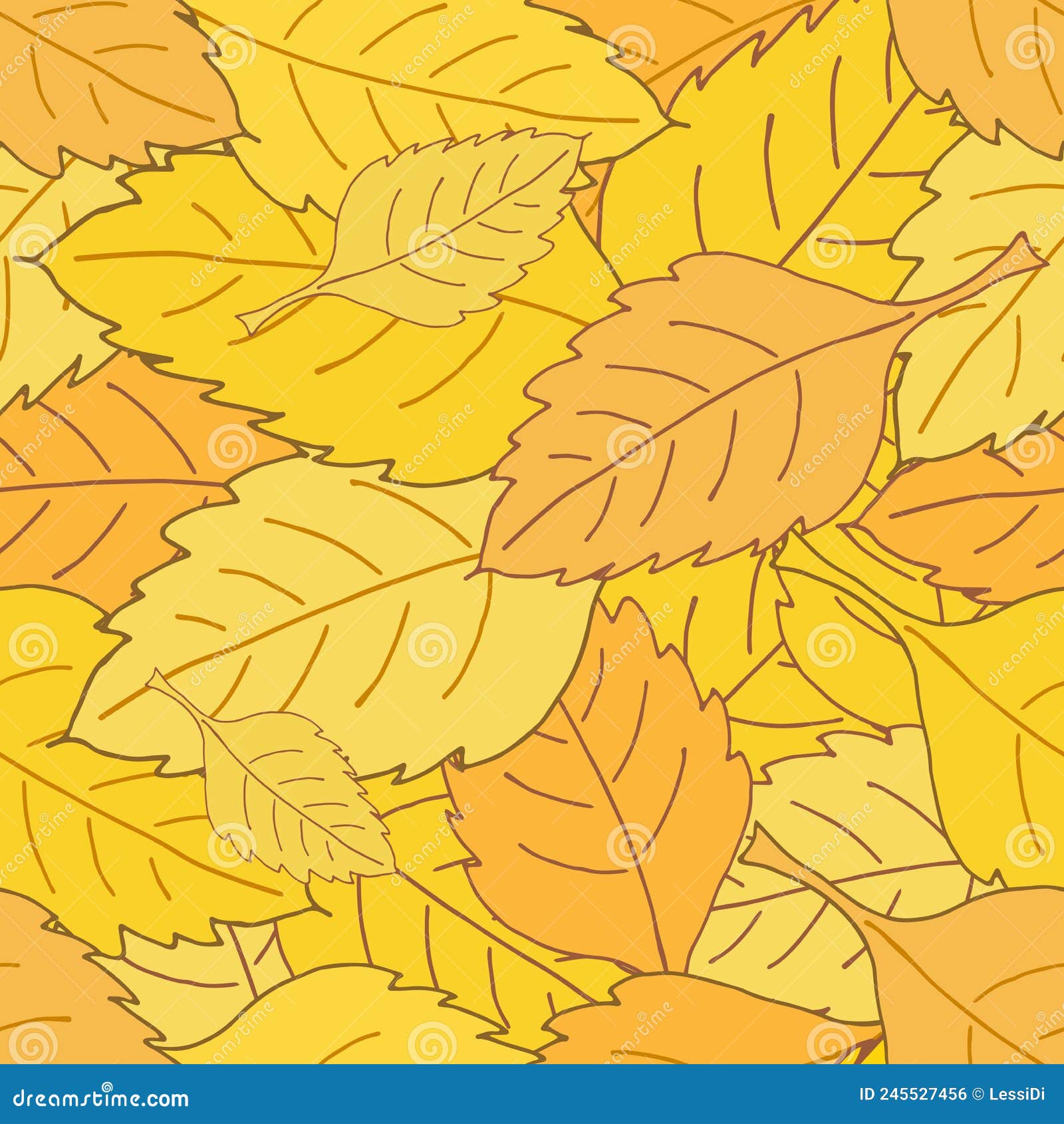 Yellow Falling Leaves Autumn Seamless Pattern for Fabrics or Wrapping ...