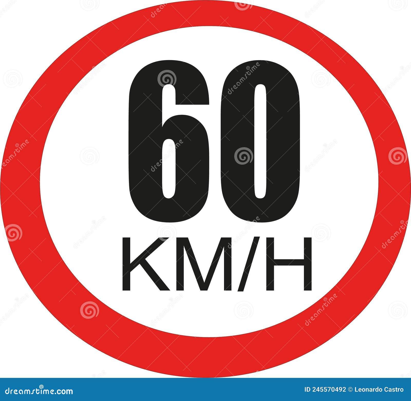 60 km per hour road sign stock illustration. Illustration of ...