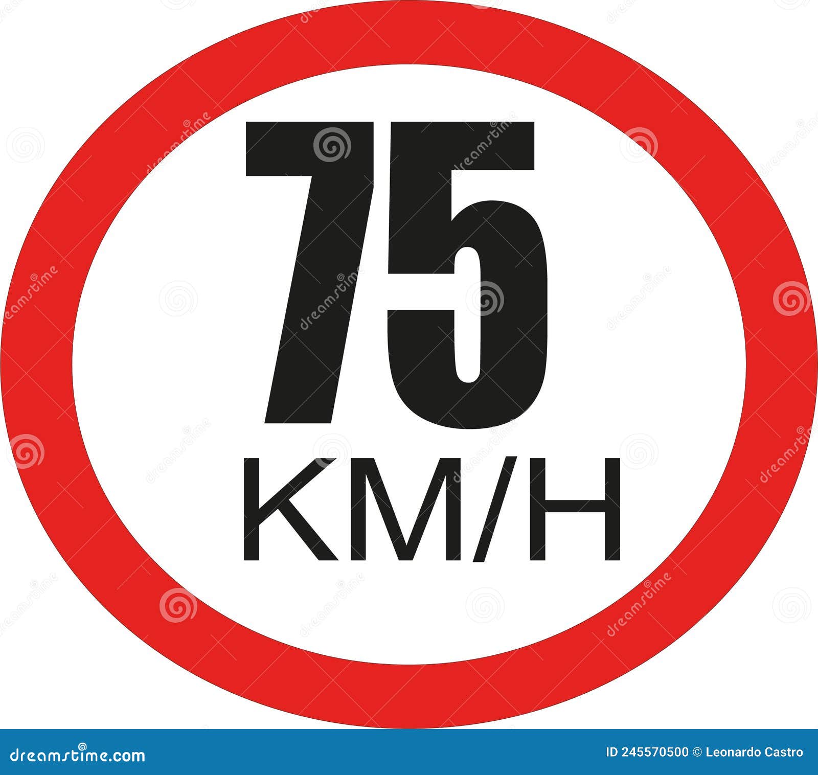 75 km per hour road sign stock illustration. Illustration of text ...