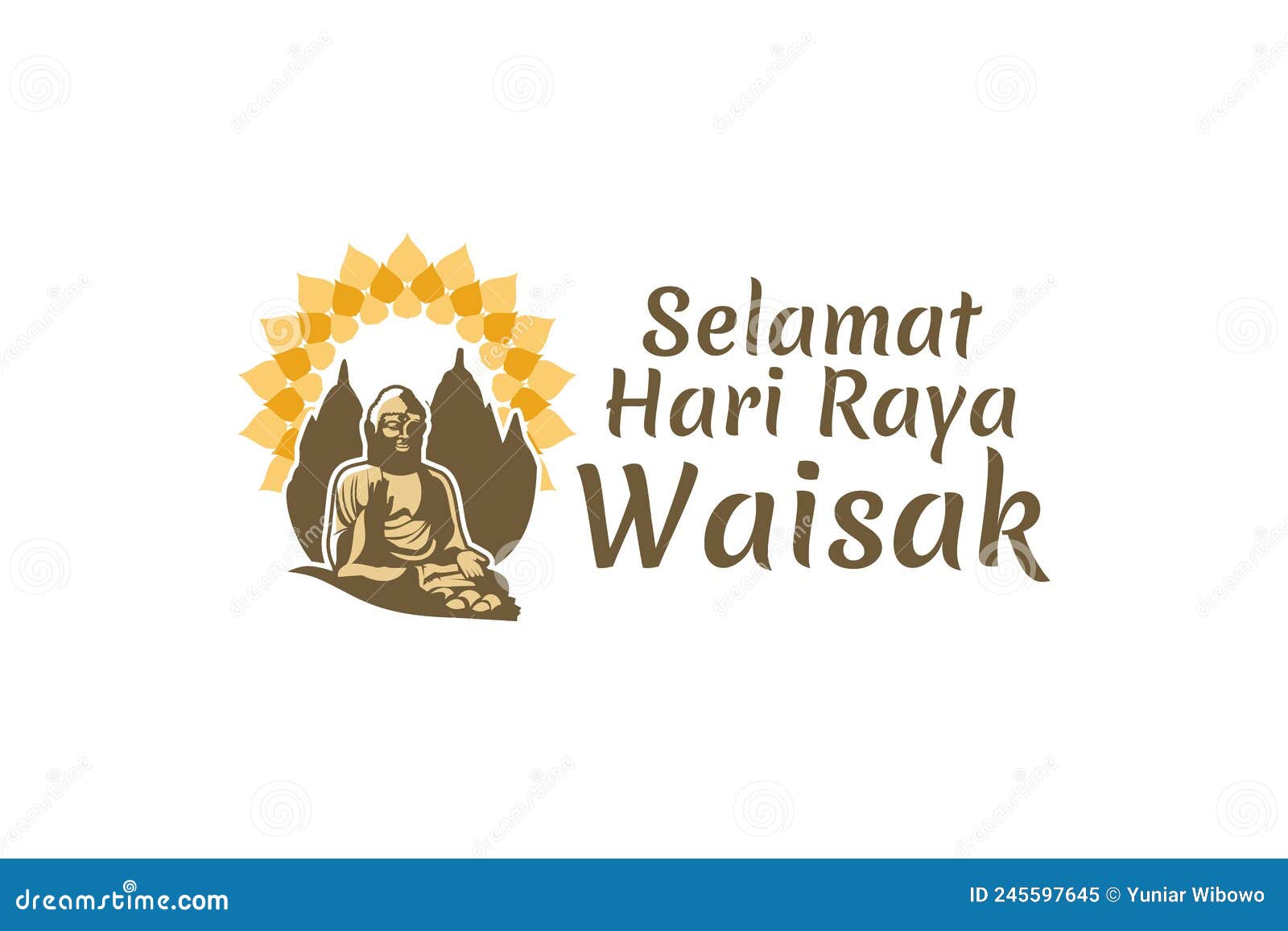 Translation: Happy Vesak Day. Vesak or Waisak Day Vector Illustration ...