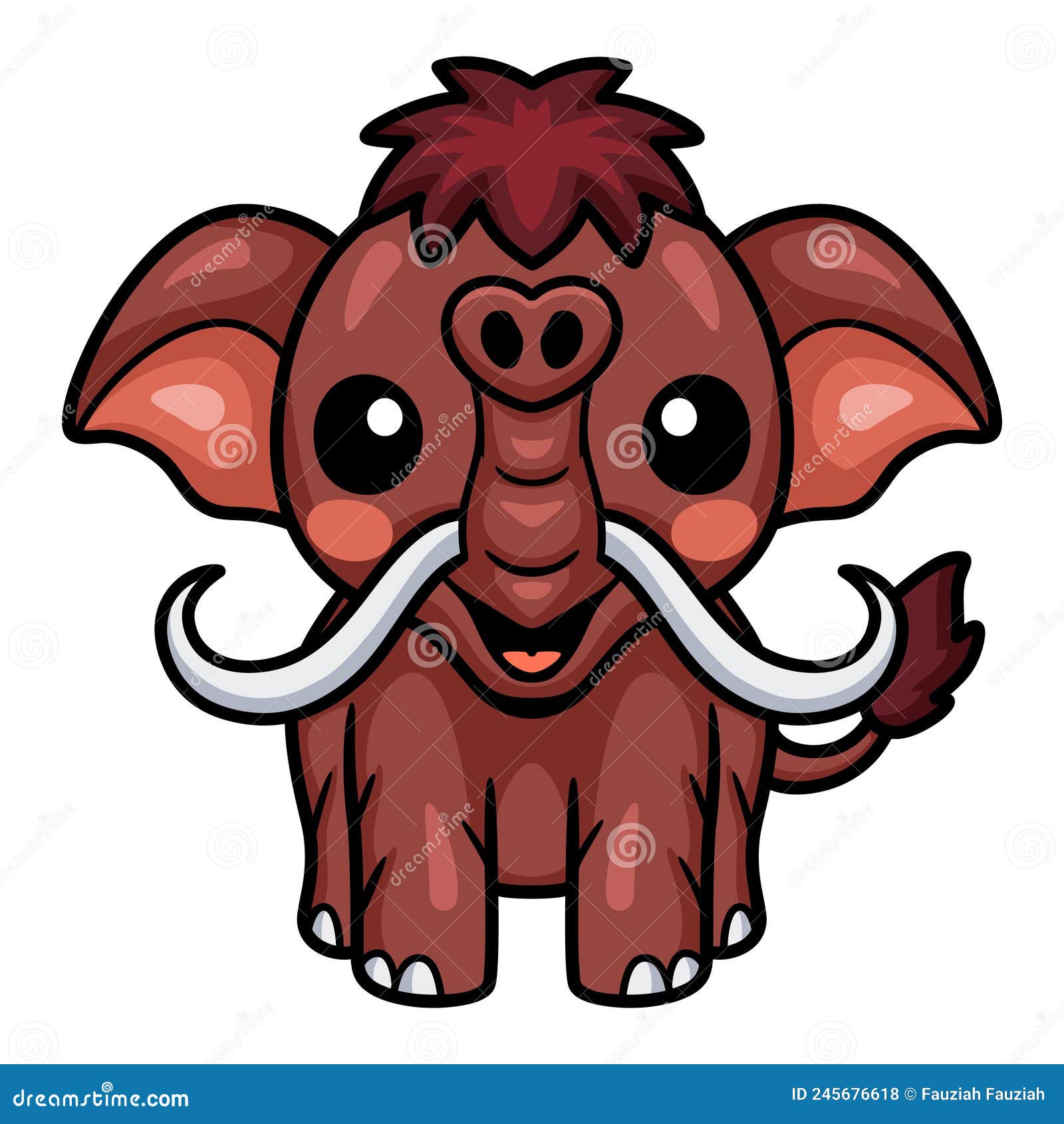 Cute Little Mammoth Cartoon Character Stock Vector - Illustration of ...
