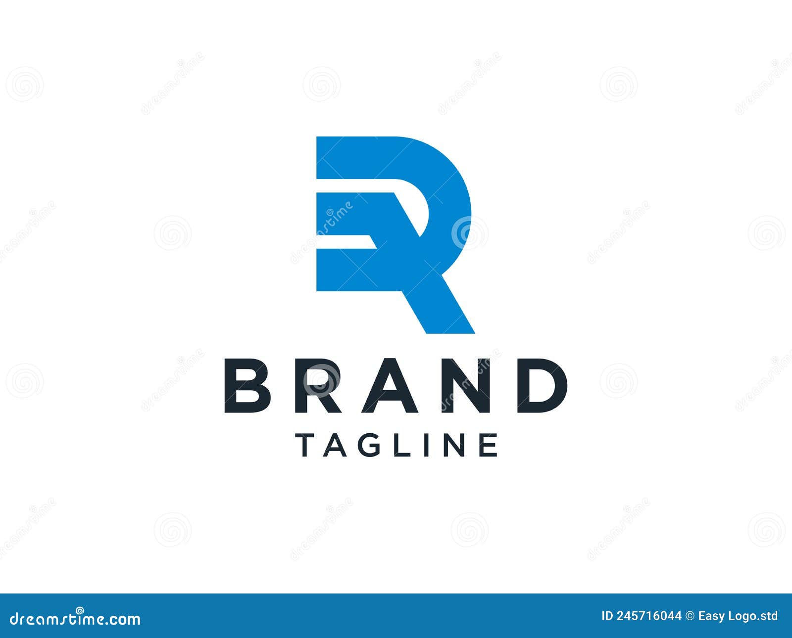 Abstract Initial Letter R Logo. Blue Linear Rounded Origami Style ...