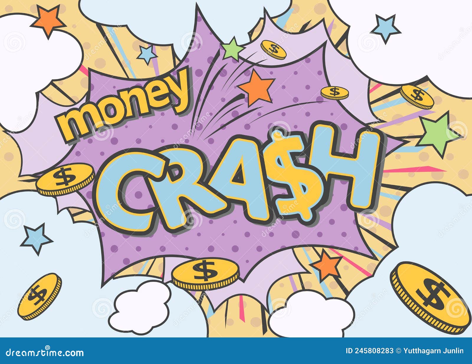 Money Crash Colorful Pop Art - Vector Stock Vector - Illustration of ...