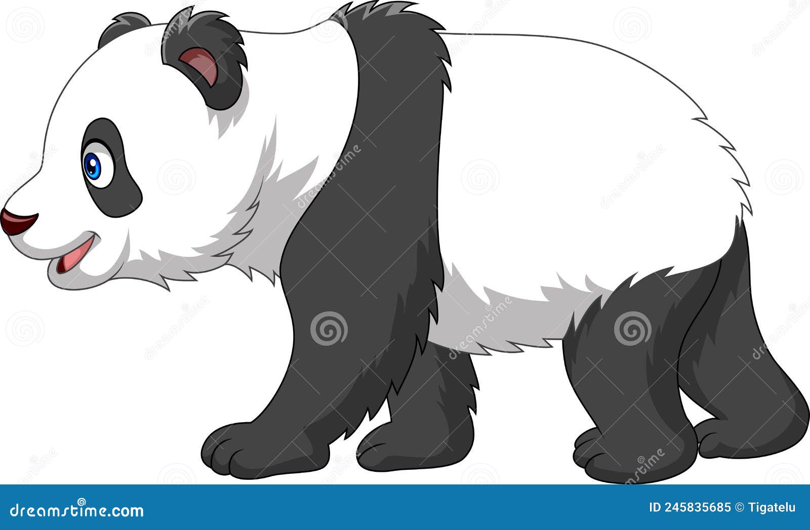Cartoon Cute Little Panda Walking Stock Vector - Illustration of ...