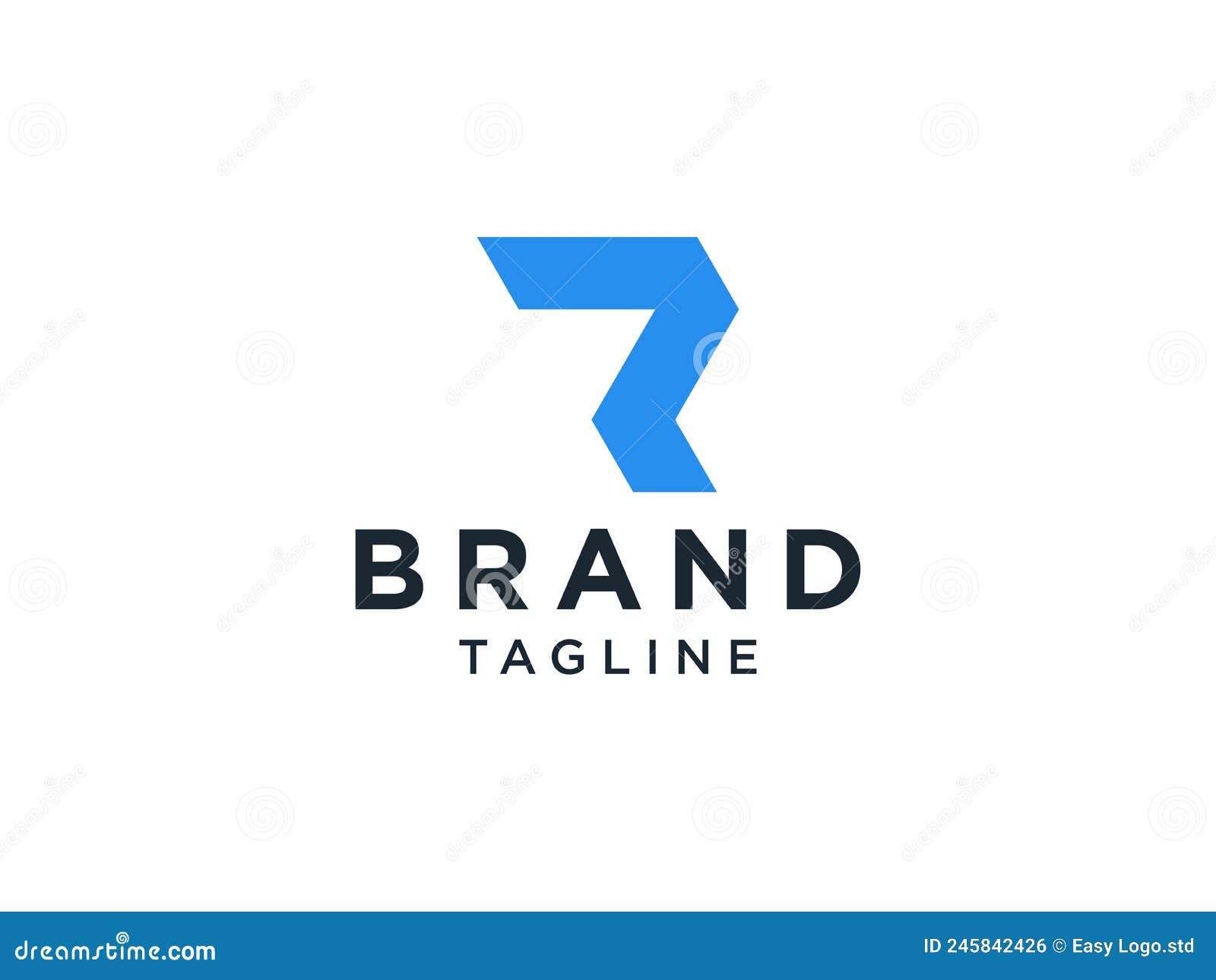 Abstract Initial Letter R Logo. Blue Shape with Line Inside. Usable for ...