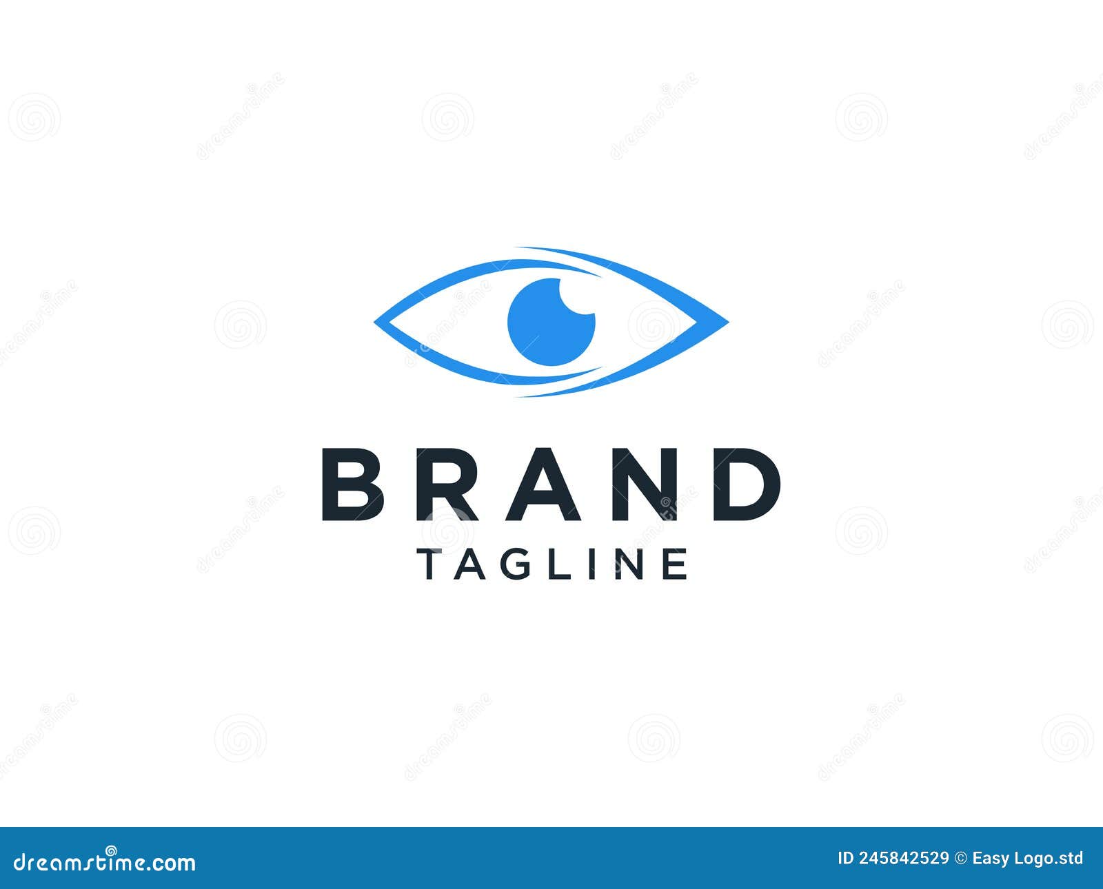 Abstract Fish Eye Logo. Blue Line Art Geometric Fish Symbol with ...