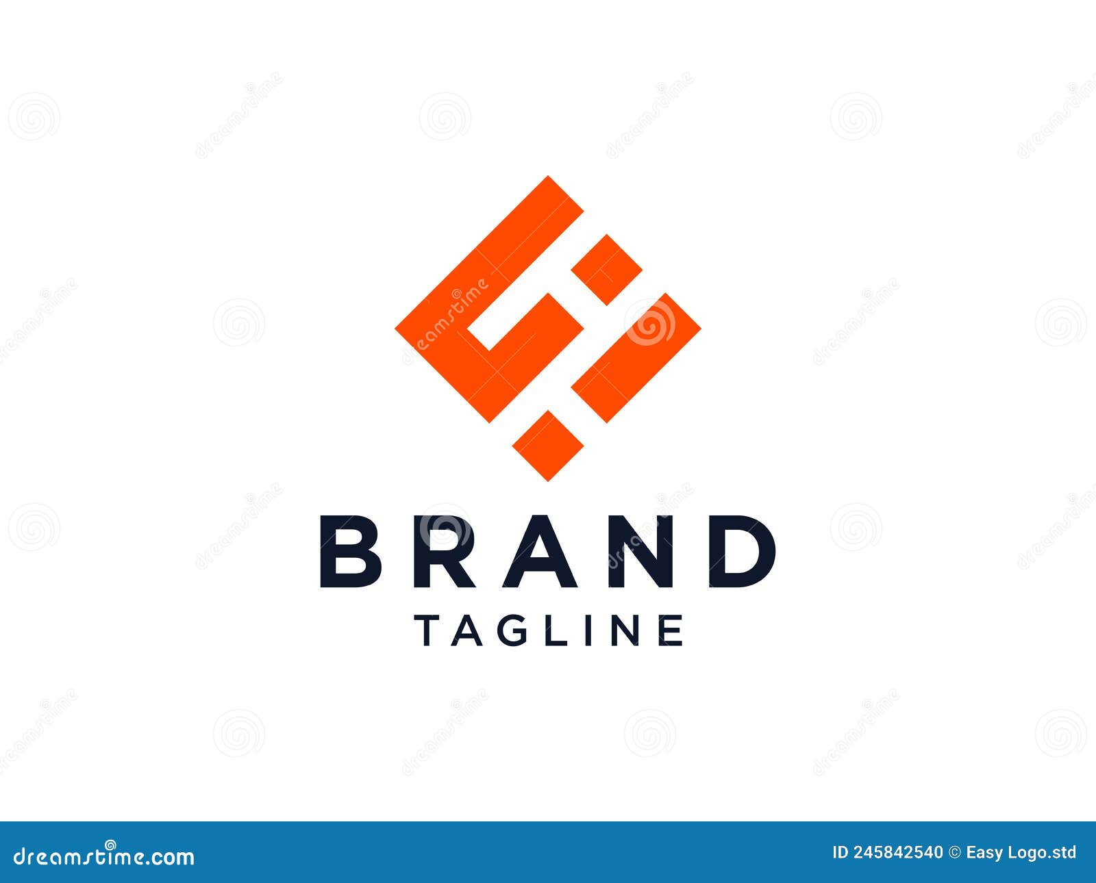 Abstract Initial Letter E Logo. Orange Shape Mono Line Isolated on ...