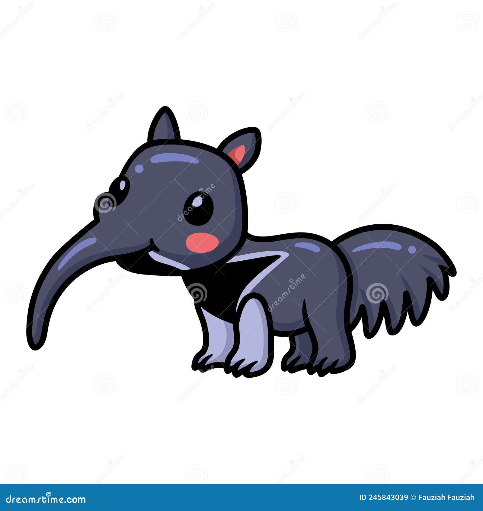 Cute Little Anteater Cartoon Character Stock Vector - Illustration of ...
