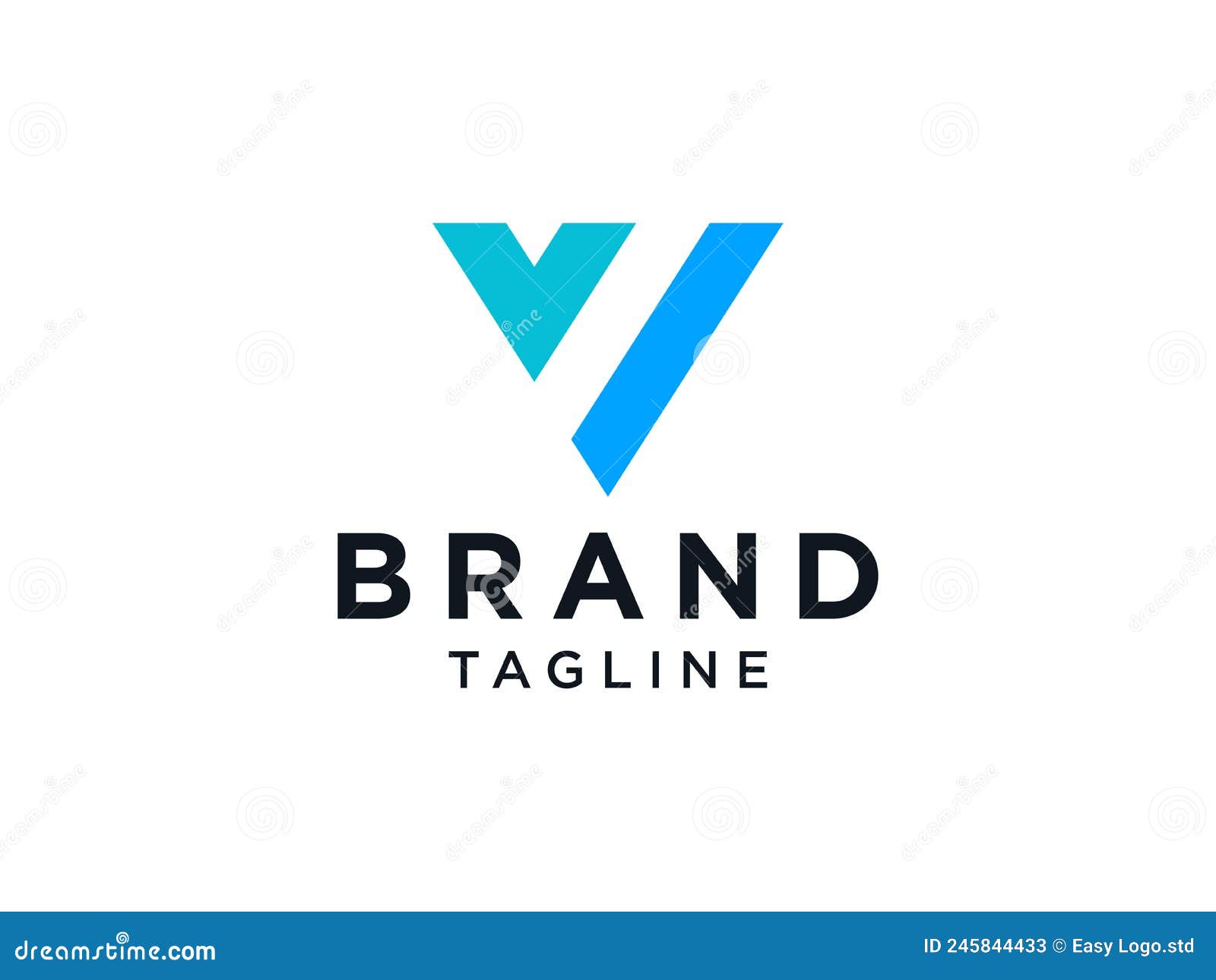 Abstract Initial Letter V Logo. Blue Geometric Shape Isolated on White ...
