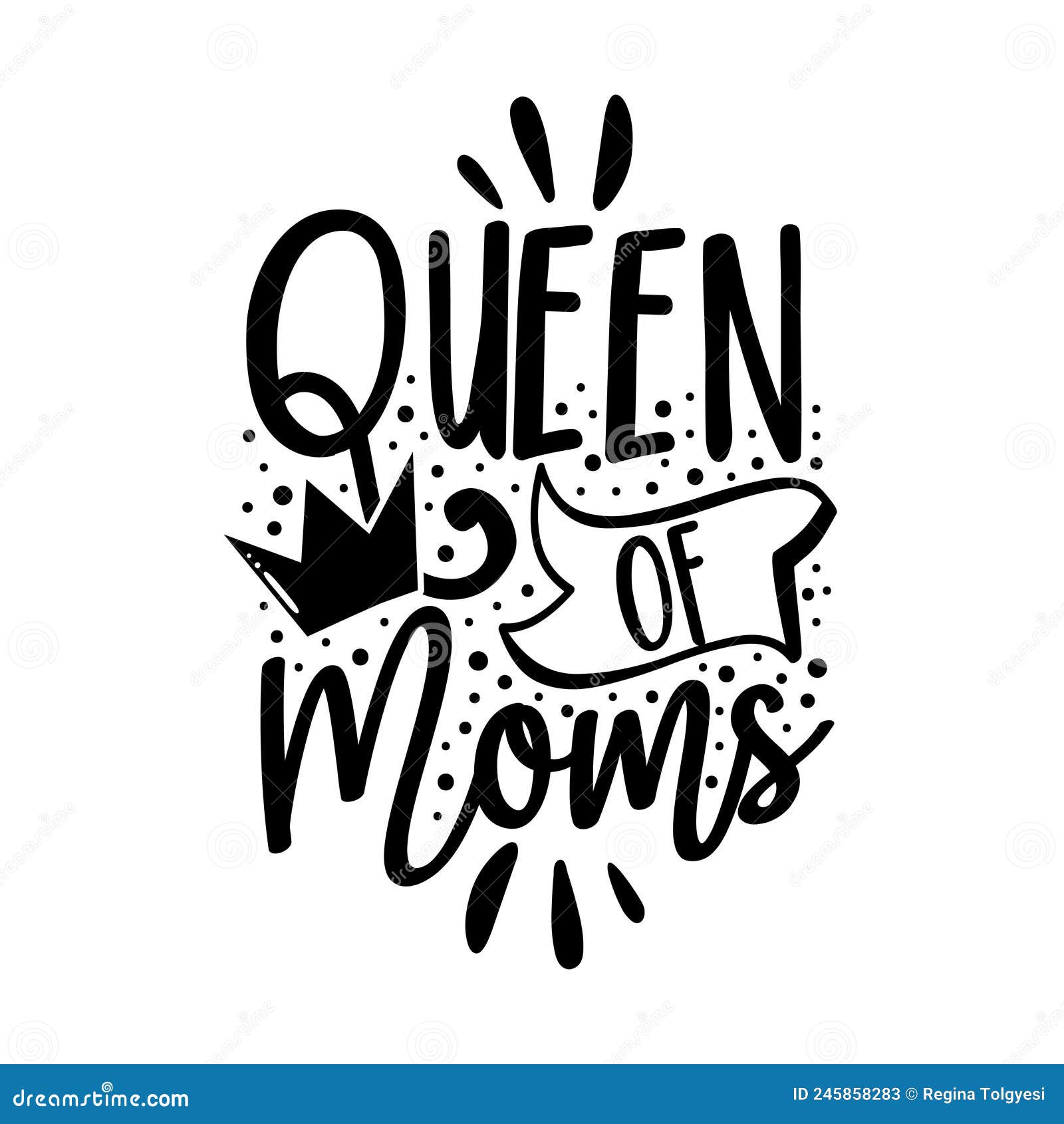Queen of Moms - Typography Greeting with Crown Stock Vector ...