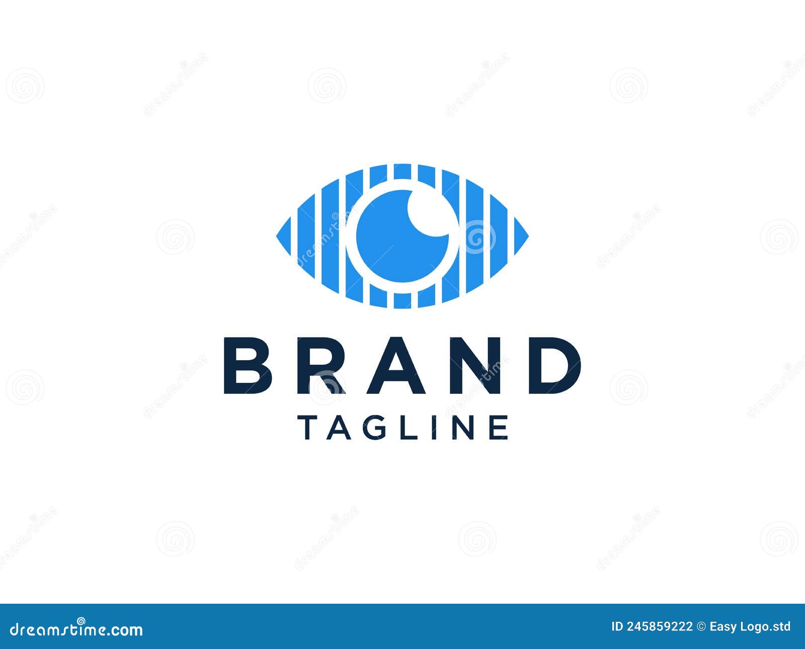 Abstract Eye Vision Logo. Blue Geometric Striped Lines Eye Icon with ...