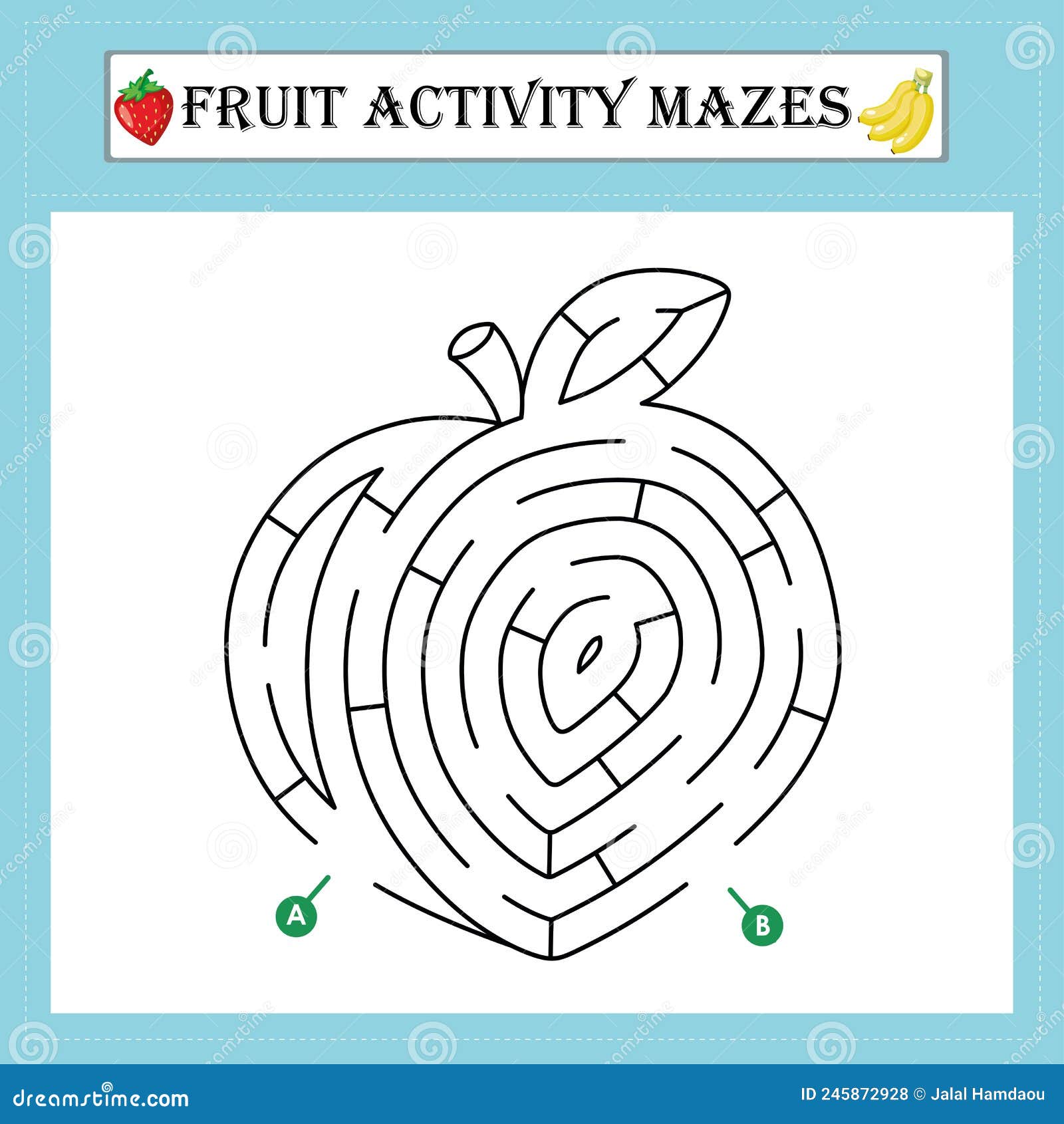 Fruit Maze Puzzle Worksheet Vecteur Stock Vector - Illustration of ...