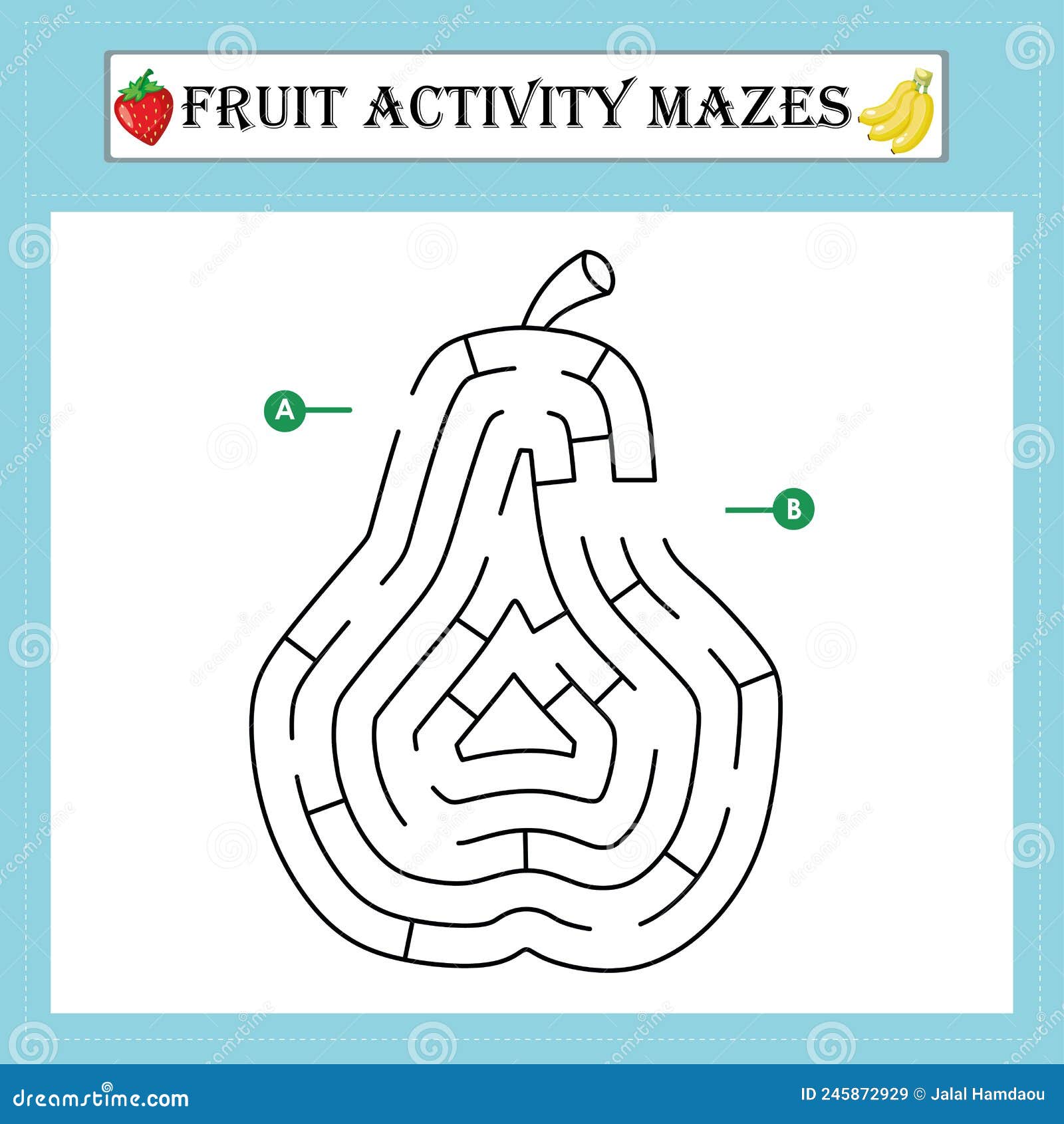 Fruit Maze Puzzle Worksheet Vecteur Stock Vector - Illustration of cute ...
