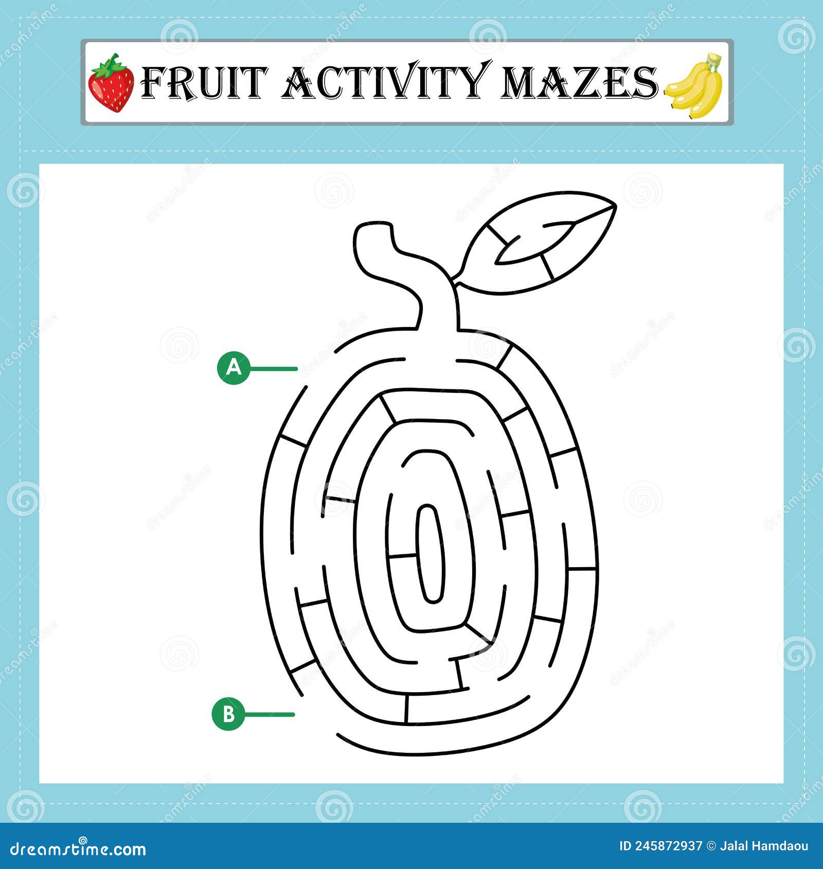 Fruit Maze Puzzle Worksheet Vecteur Stock Vector - Illustration of game ...