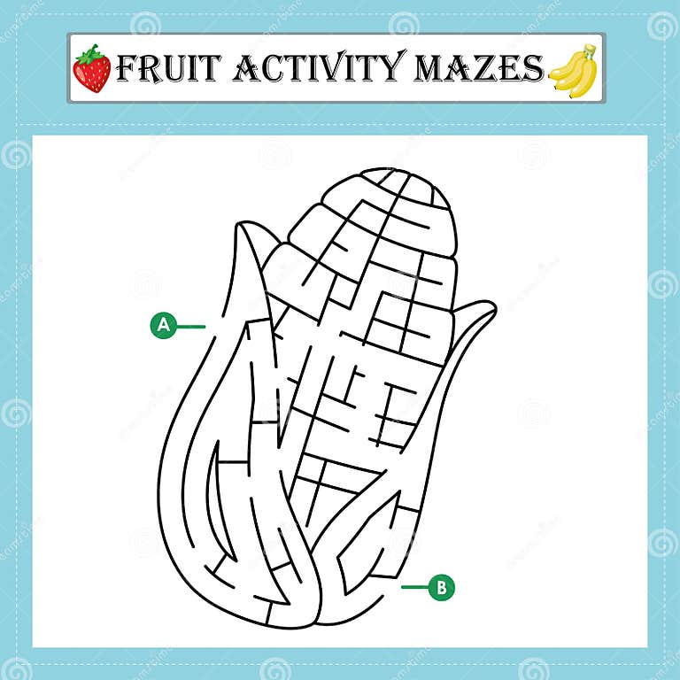 Fruit Maze Puzzle Worksheet Vecteur Stock Vector - Illustration of maze ...