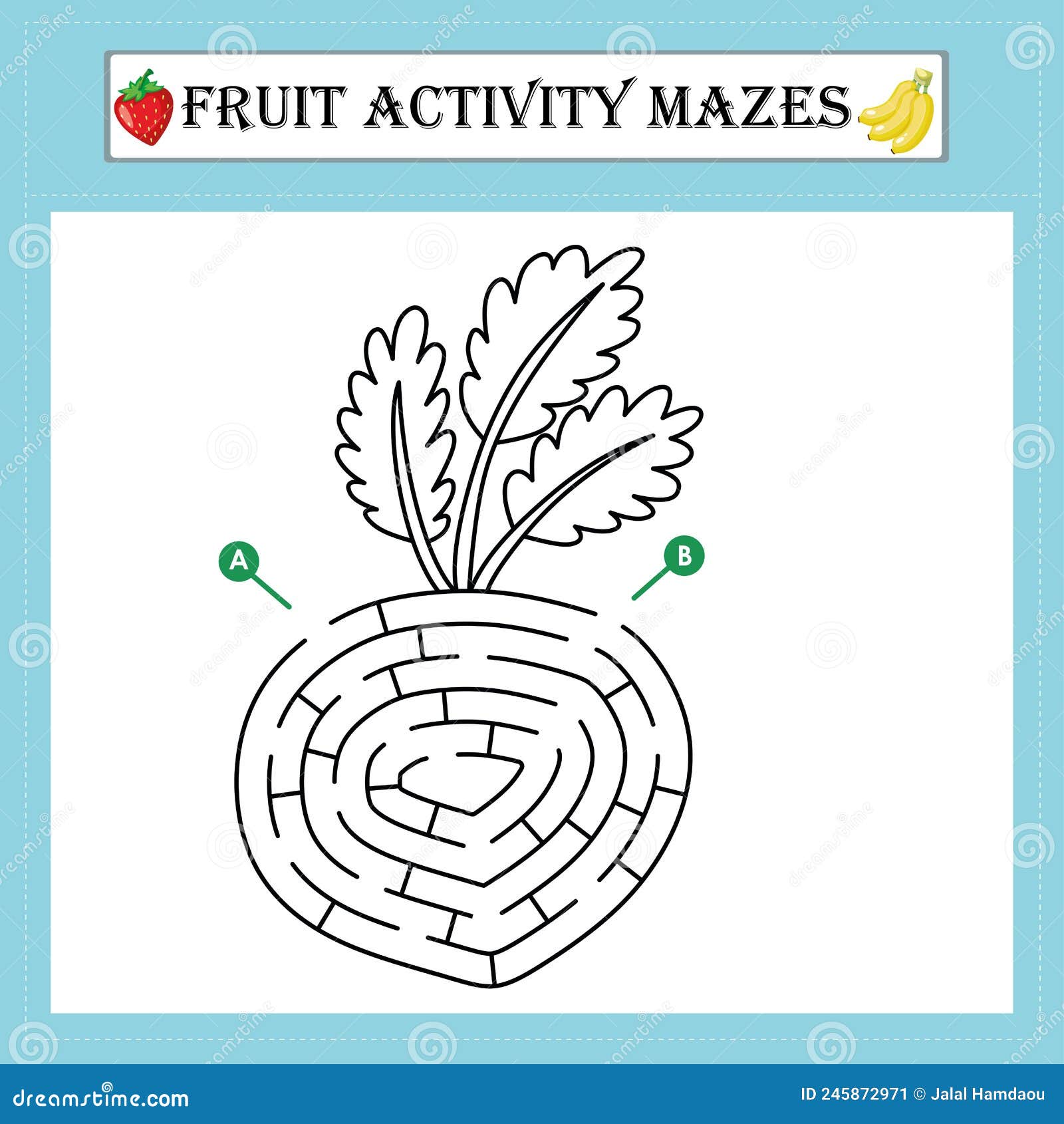 Fruit Maze Puzzle Worksheet Vecteur Cartoon Vector | CartoonDealer.com ...