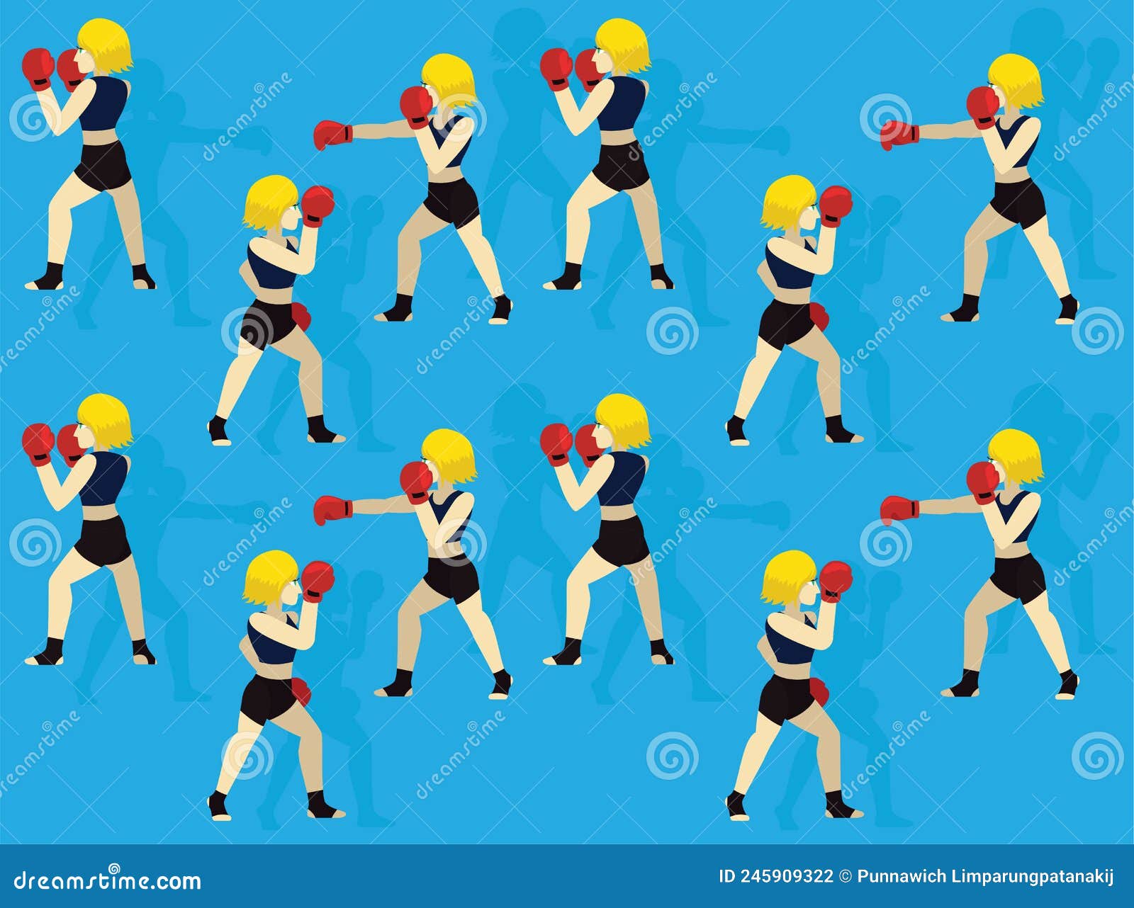 Manga Cartoon Boxing Counter Punching Seamless Wallpaper Background ...