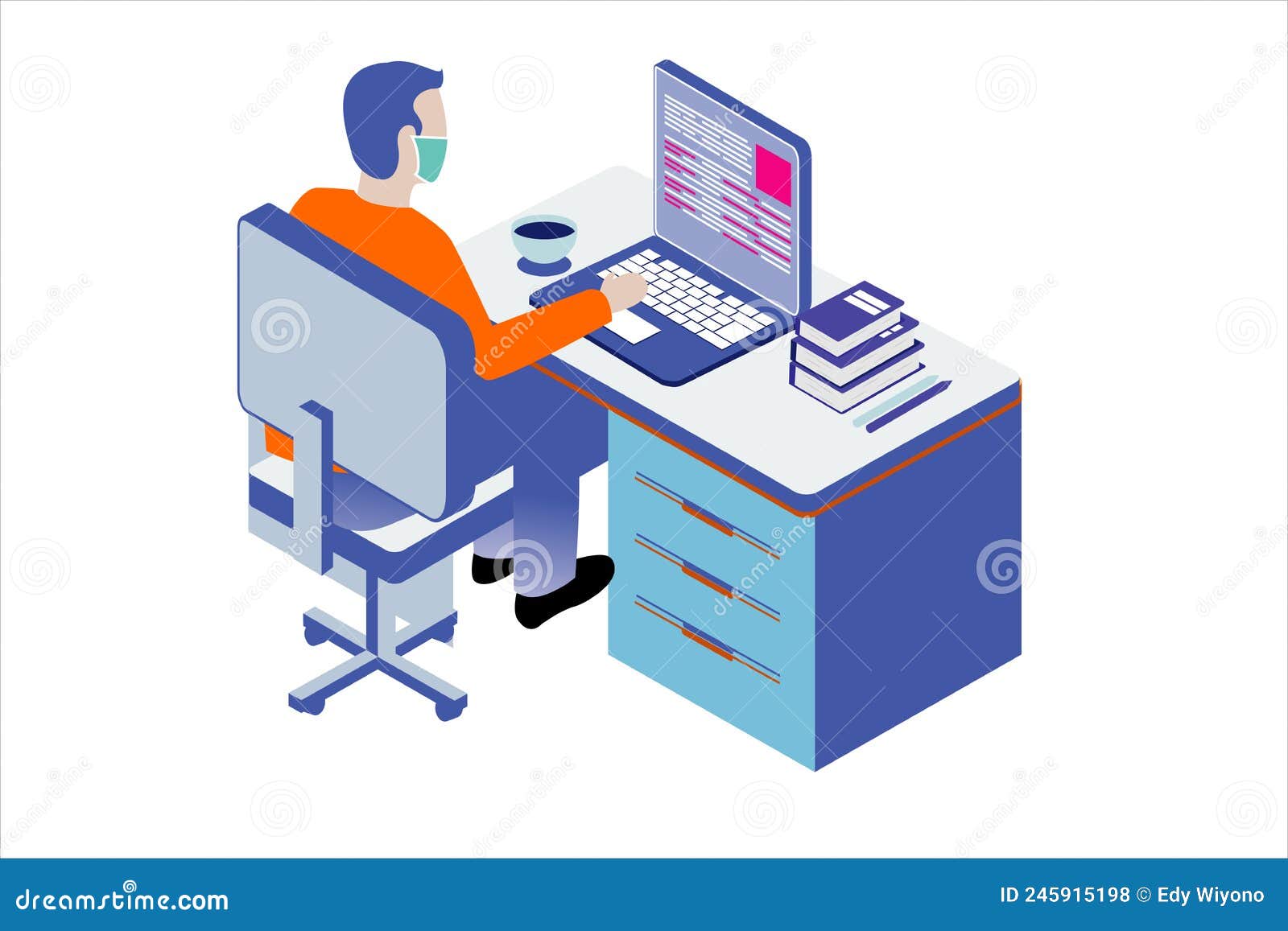 Male Worker. Male Businessman. Office Worker in Front of Computer ...
