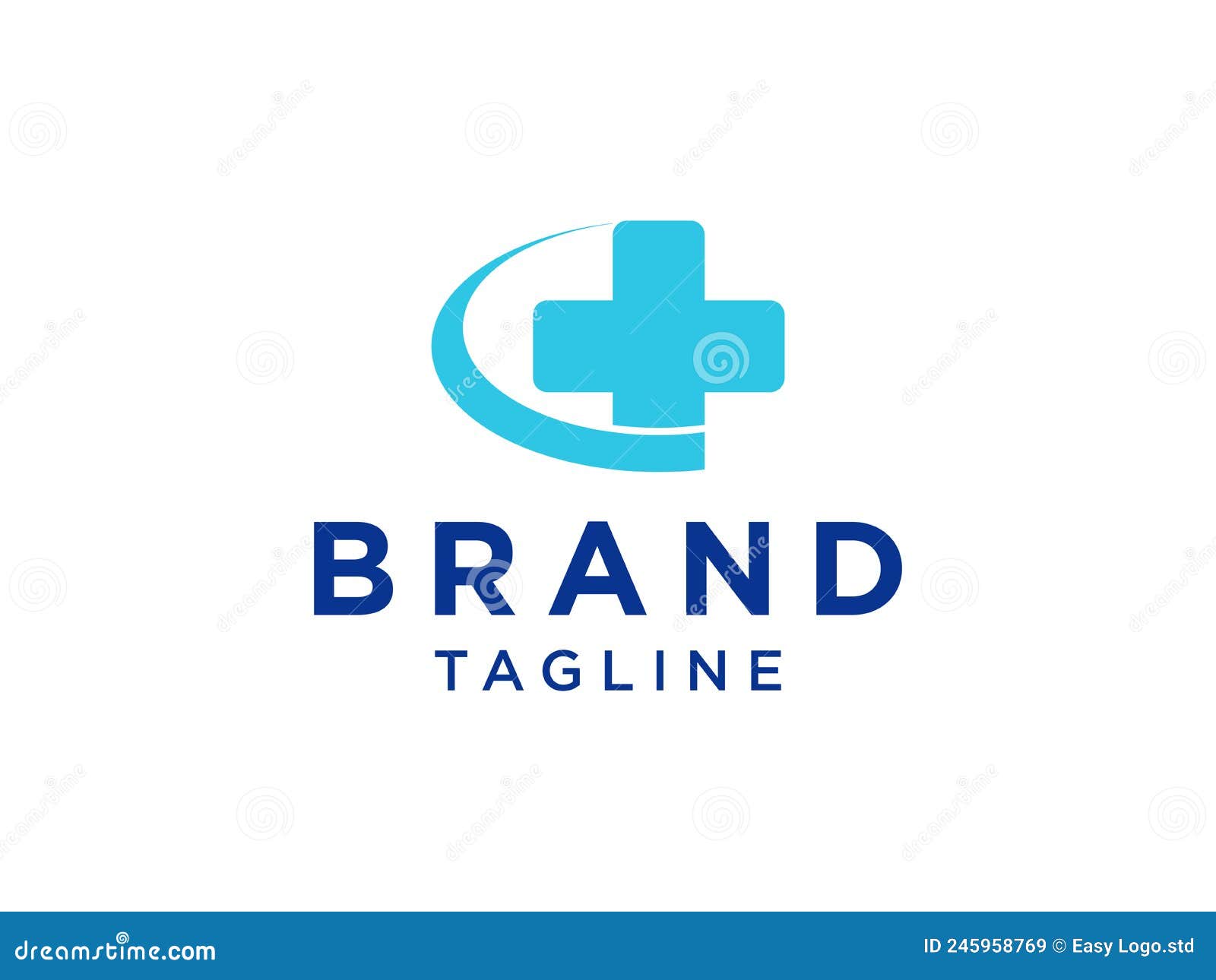 Healthcare Medical Logo. Blue Cross Plus Sign with Grey Comet Circular ...