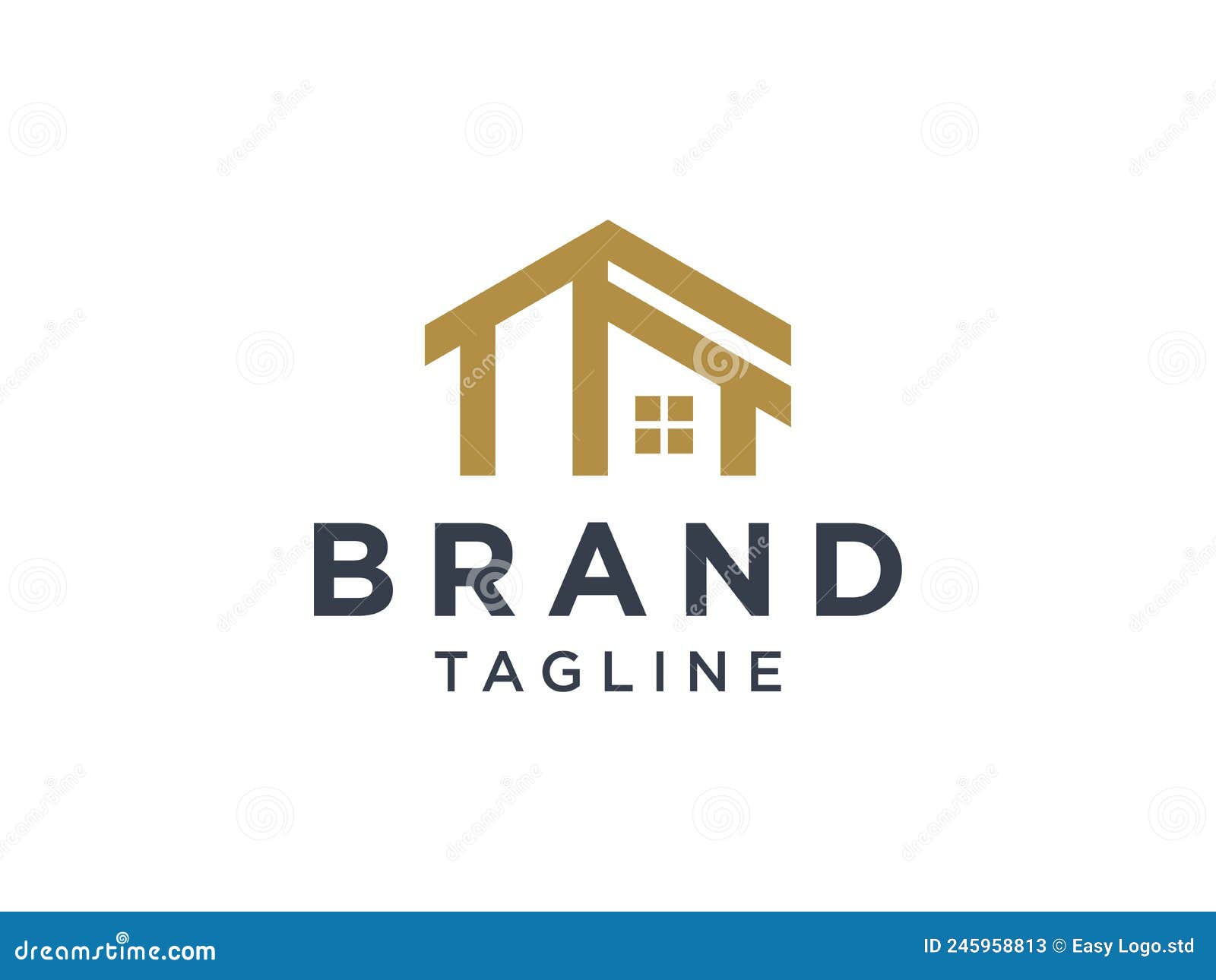 Real Estate Logo. Gold House Symbol Geometric Linear Style Isolated on ...