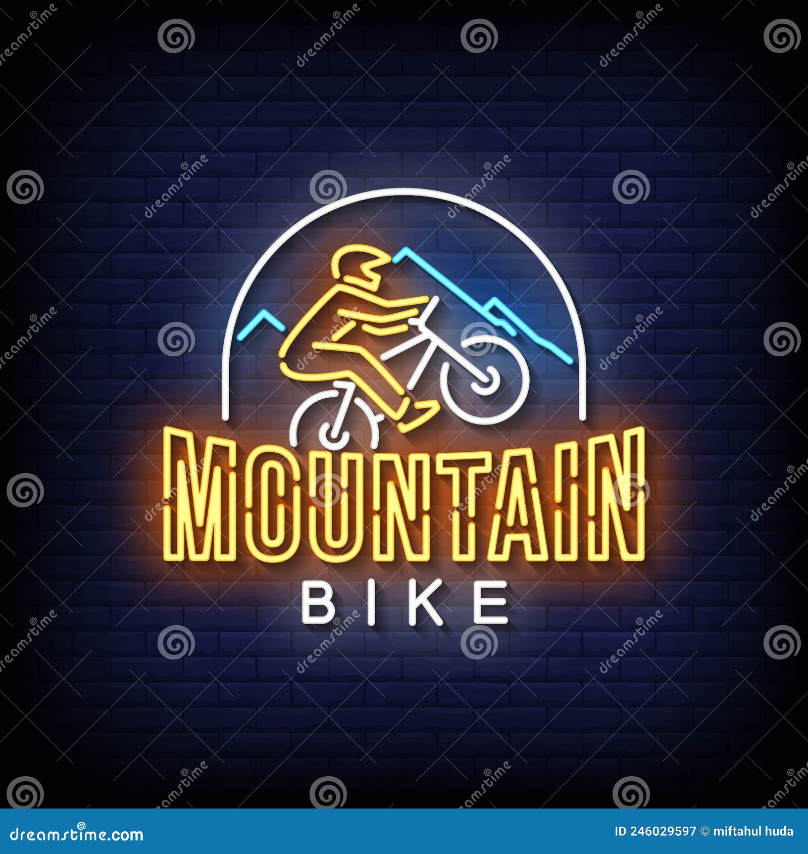 Mountain Bike Neon Signs Style Text Vector Stock Vector - Illustration ...