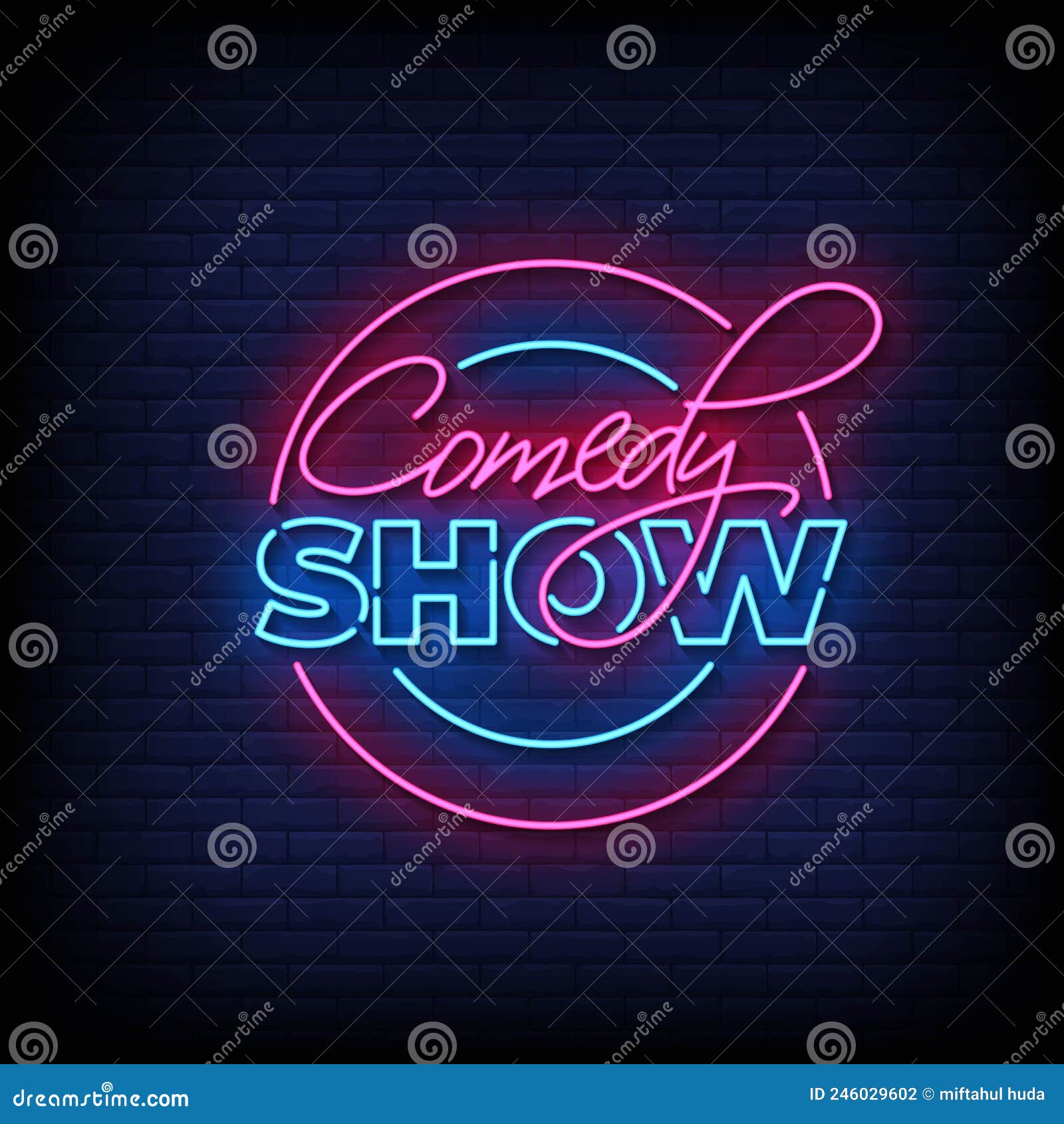 Comedy Show Neon Signs Style Text Vector Stock Vector - Illustration of ...