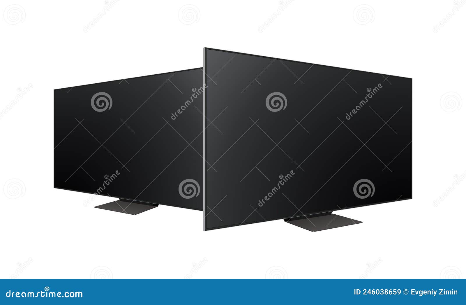 Modern Wide TV Mockups, Side Perspective View Stock Vector ...