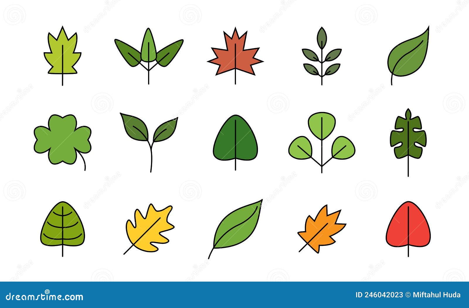 Collection of Simple Leaves Icon Design Stock Vector - Illustration of ...
