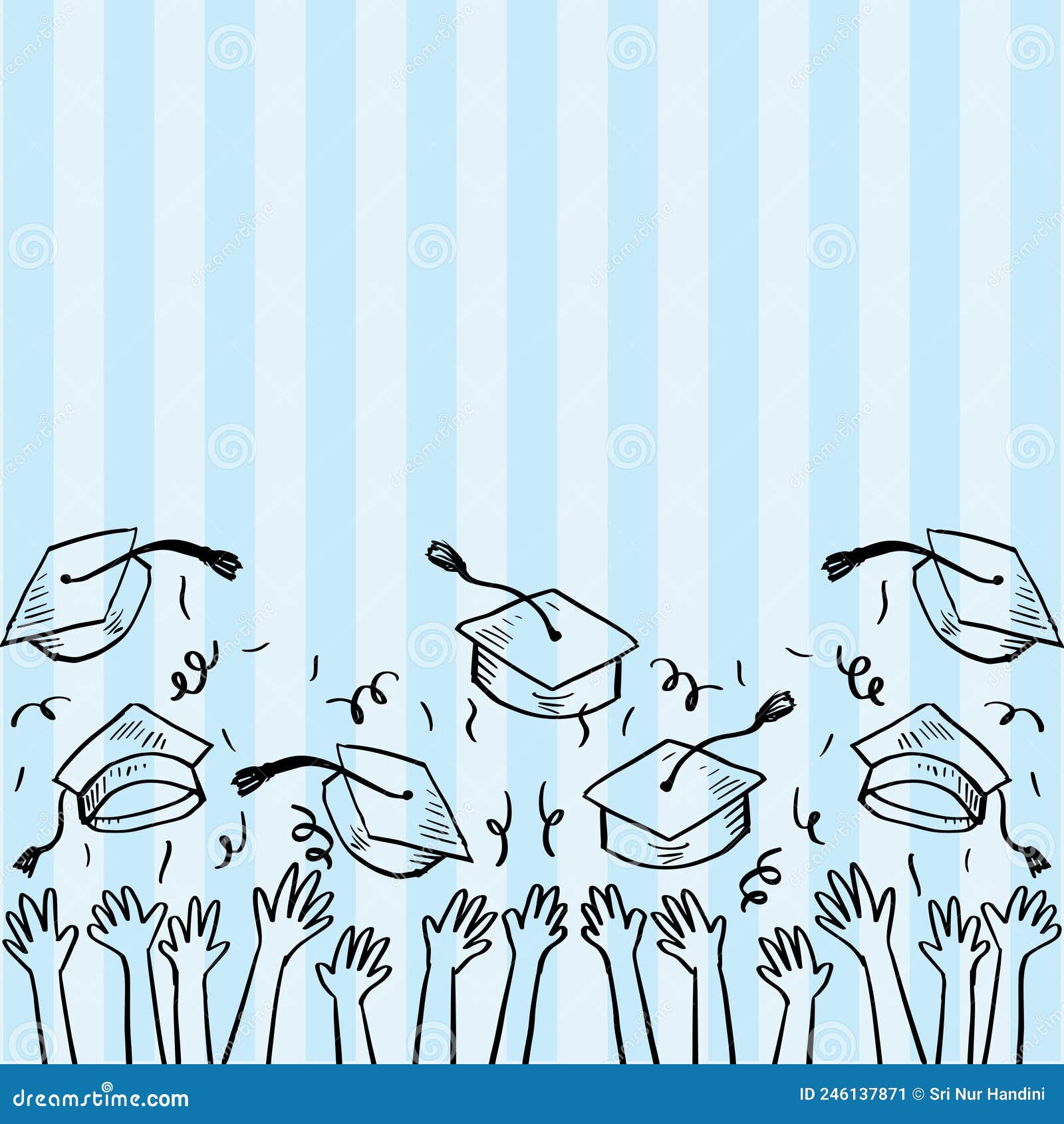 Graduation Background with Graduate Cap Sketch Stock Vector ...