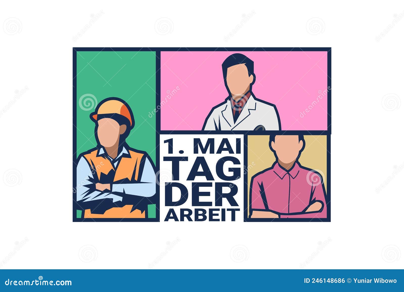 Translation: May 1, Happy Labor or Labour Day Mayday. Stock Vector ...