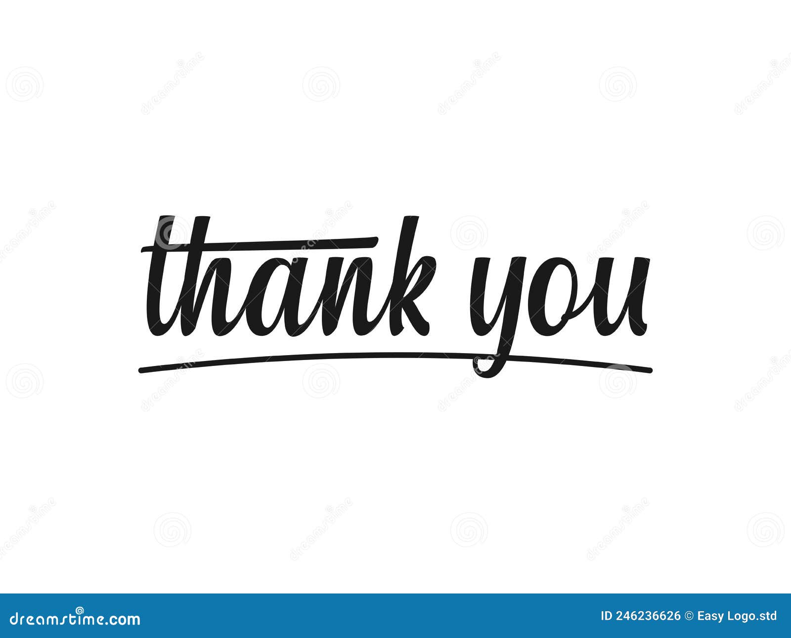 Thank You Card. Black Text Hand Drawn Lettering Calligraphy with Stamp ...