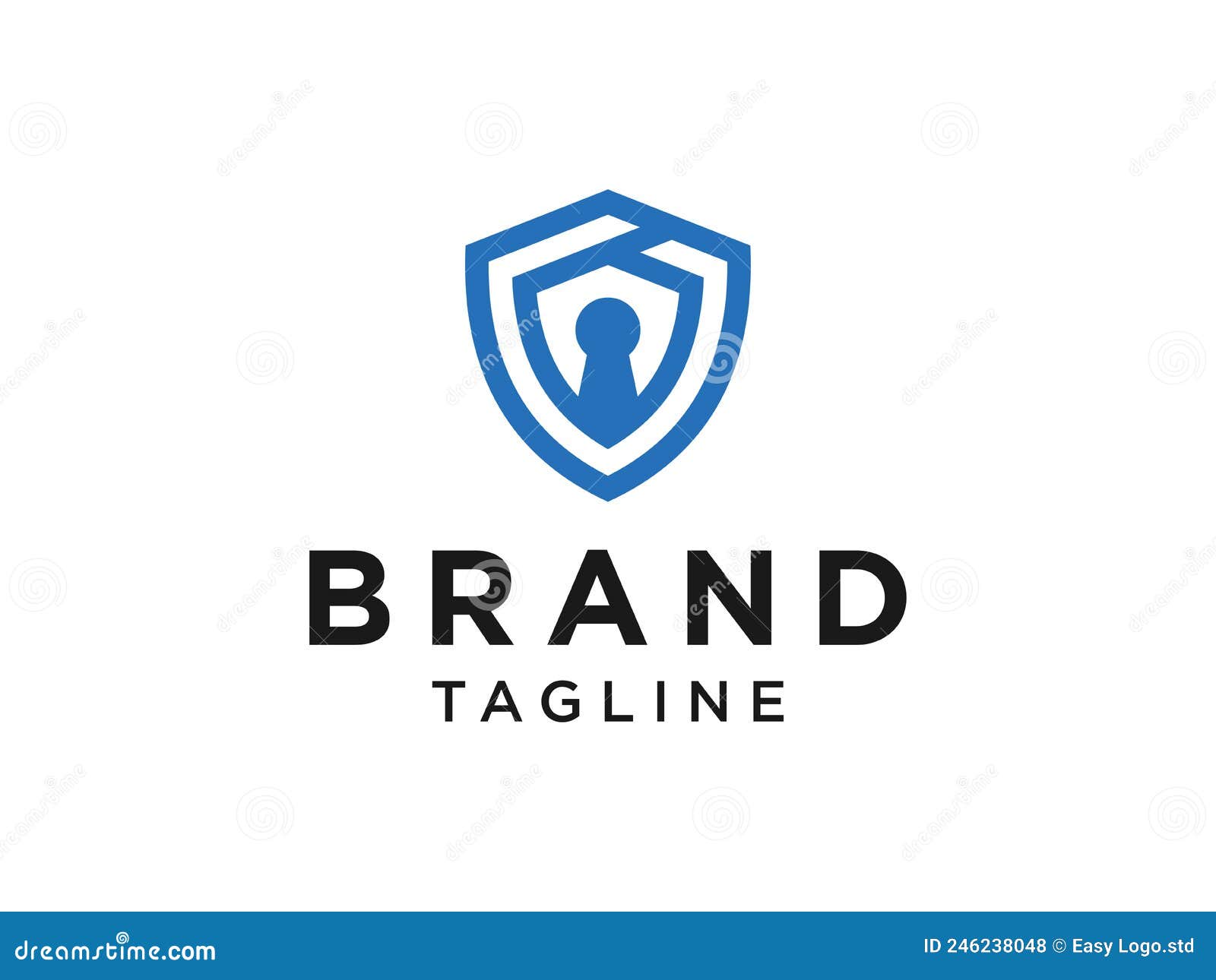 Blue Shield with Keyhole Inside. Security Logo Protection Symbol Vector ...