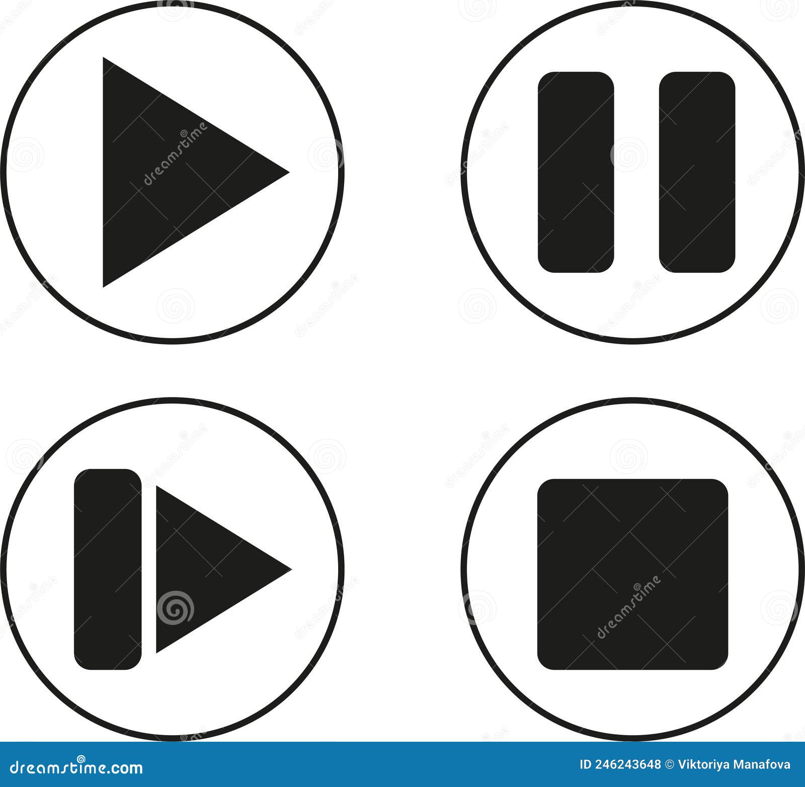 Icons for Play Pause Stop Forward Buttons Stock Vector - Illustration ...